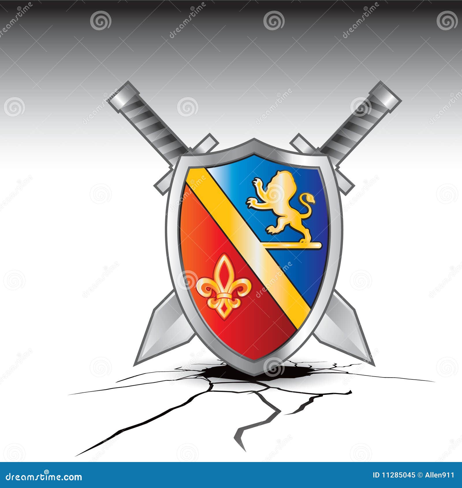 Medieval Swords and Shield on Cracked Ground Stock Vector ...