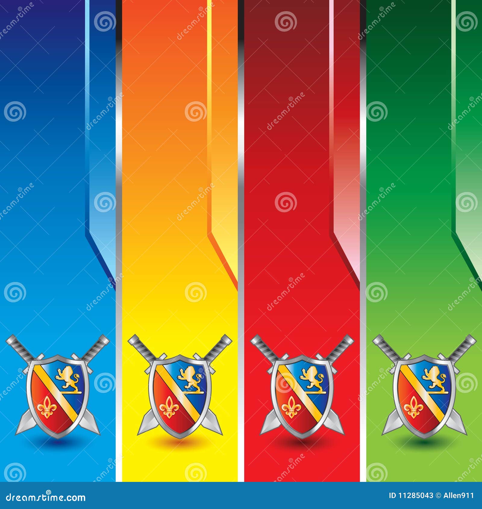 Medieval Swords and Shield on Vertical Banners Stock Vector ...