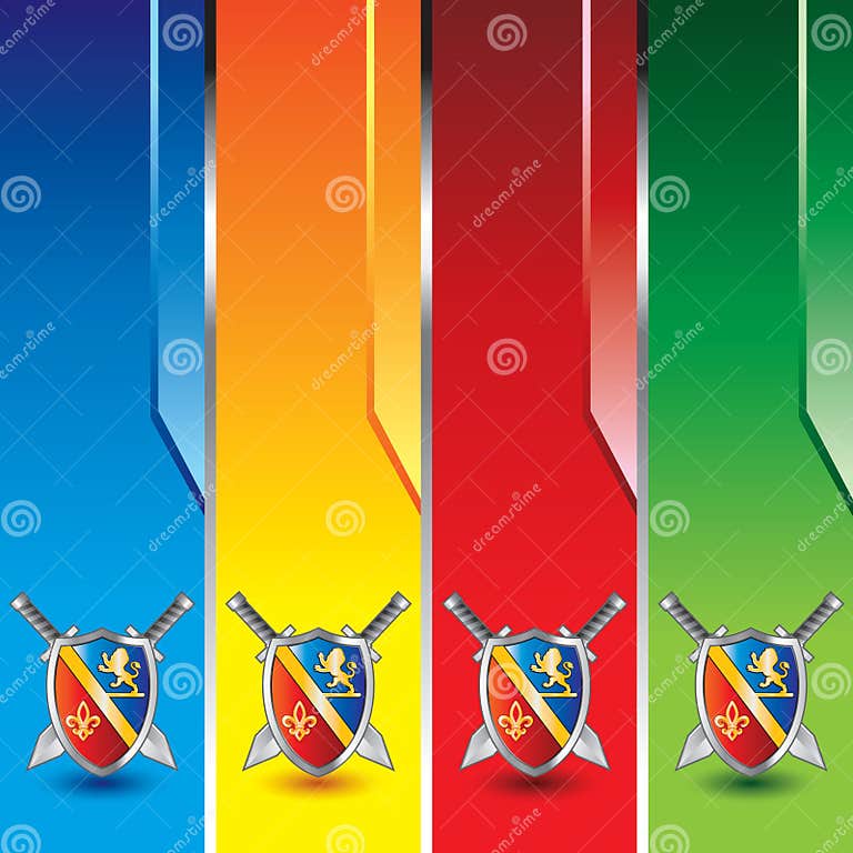 Medieval Swords and Shield on Vertical Banners Stock Vector ...