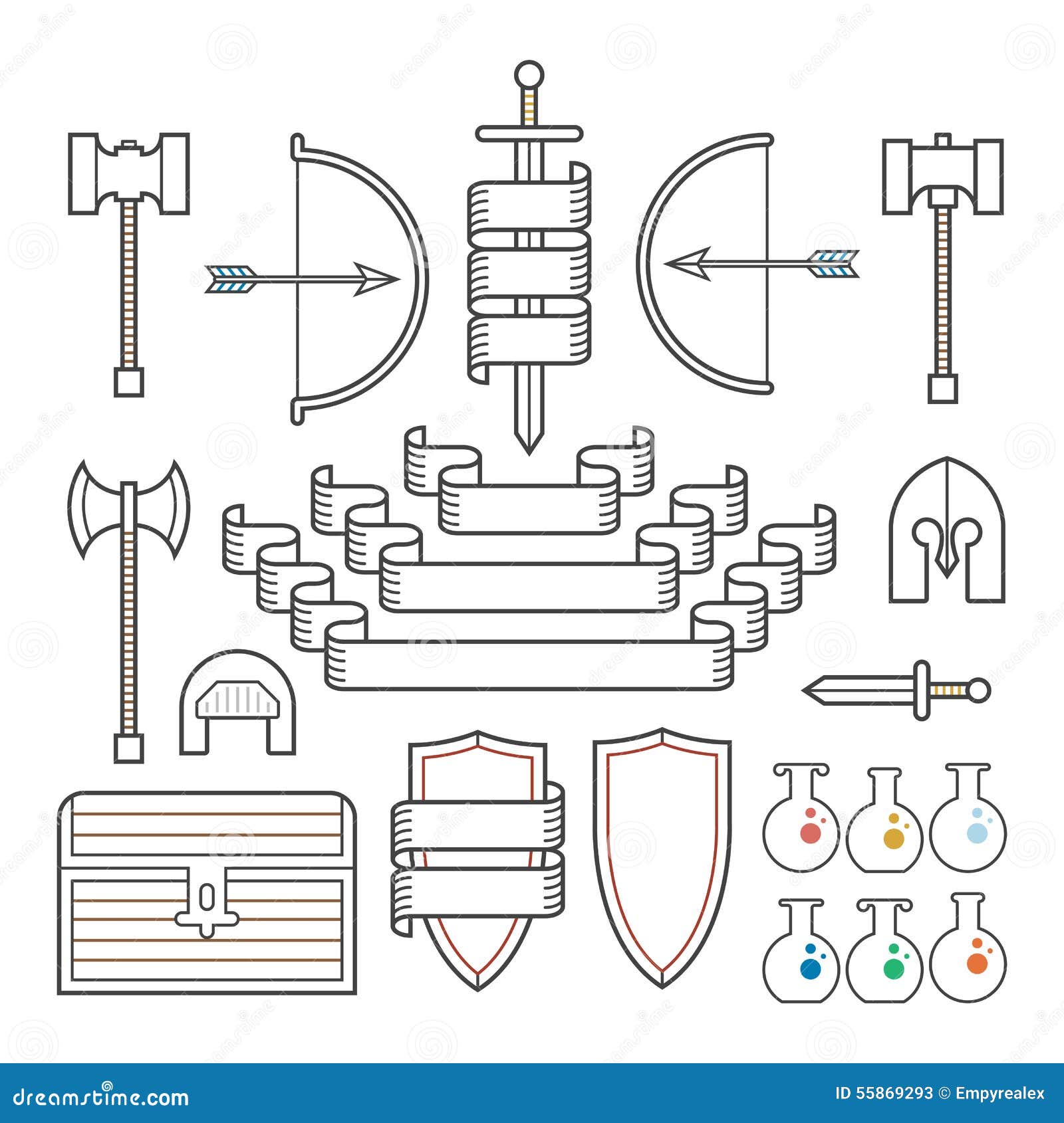 Medieval Symbols and Banners Stock Vector - Illustration of design ...