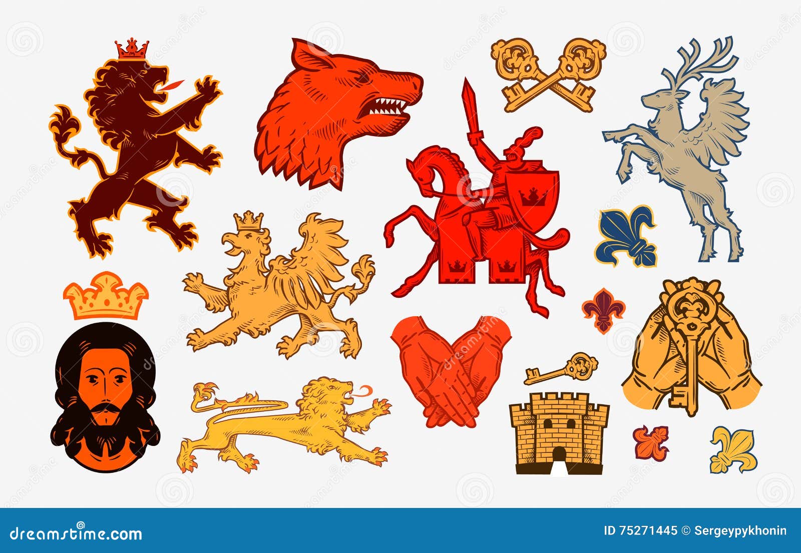 Medieval Symbols Of Ancient Roman Empire. Set Of Eagle Blazon, Laurel ...