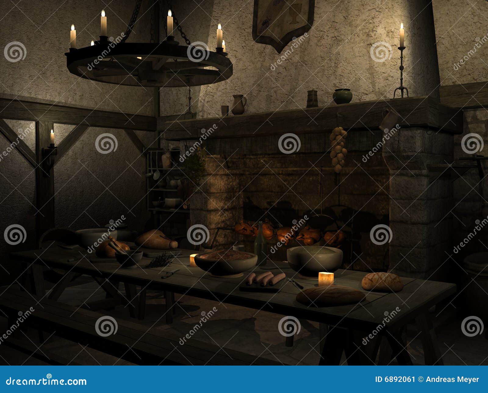 Medieval Tavern Bar With Barrels Of Ale, Cider And Mead Lit By ...