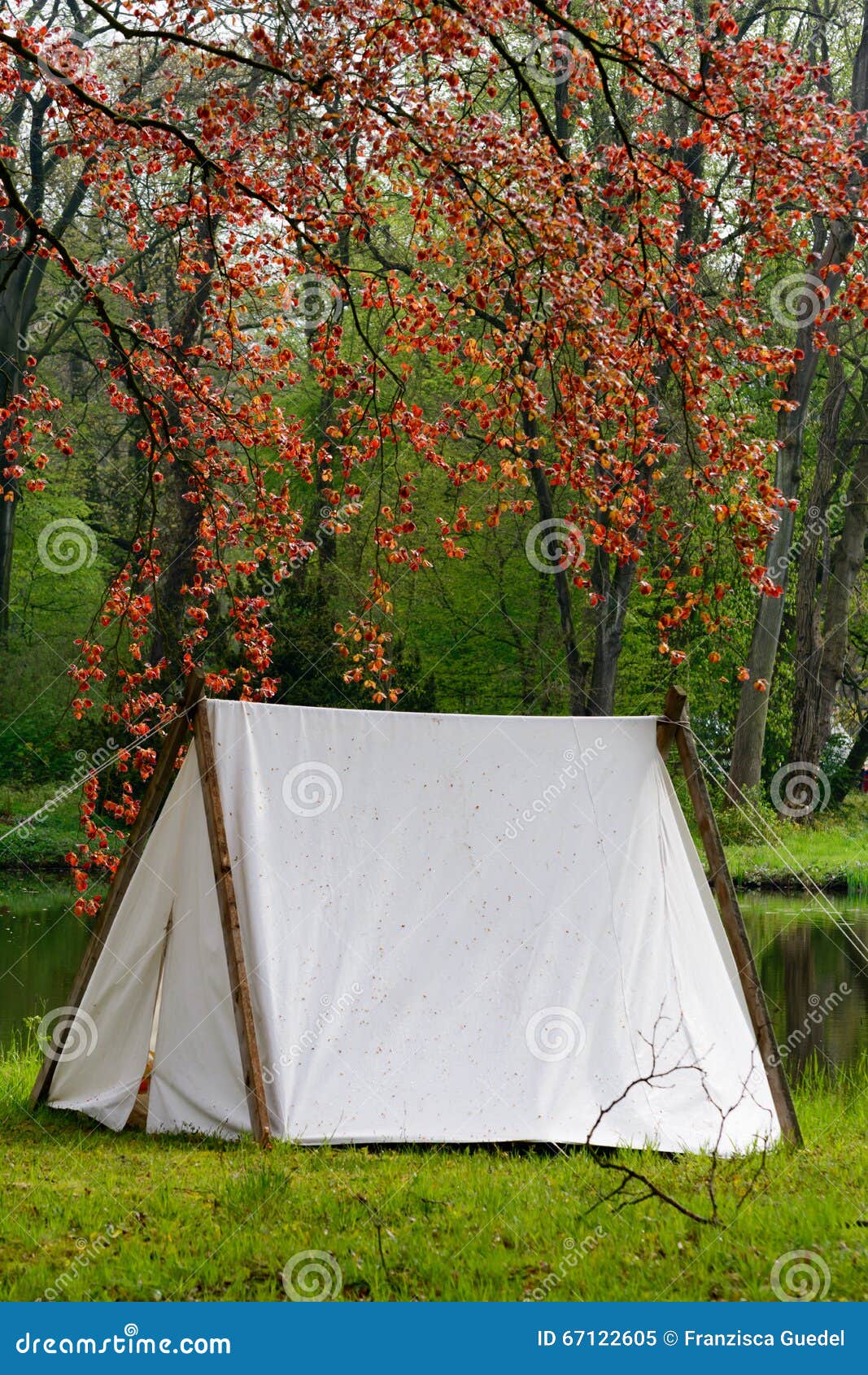 Medieval Tent by Lakeside stock image. Image of canvas - 67122605