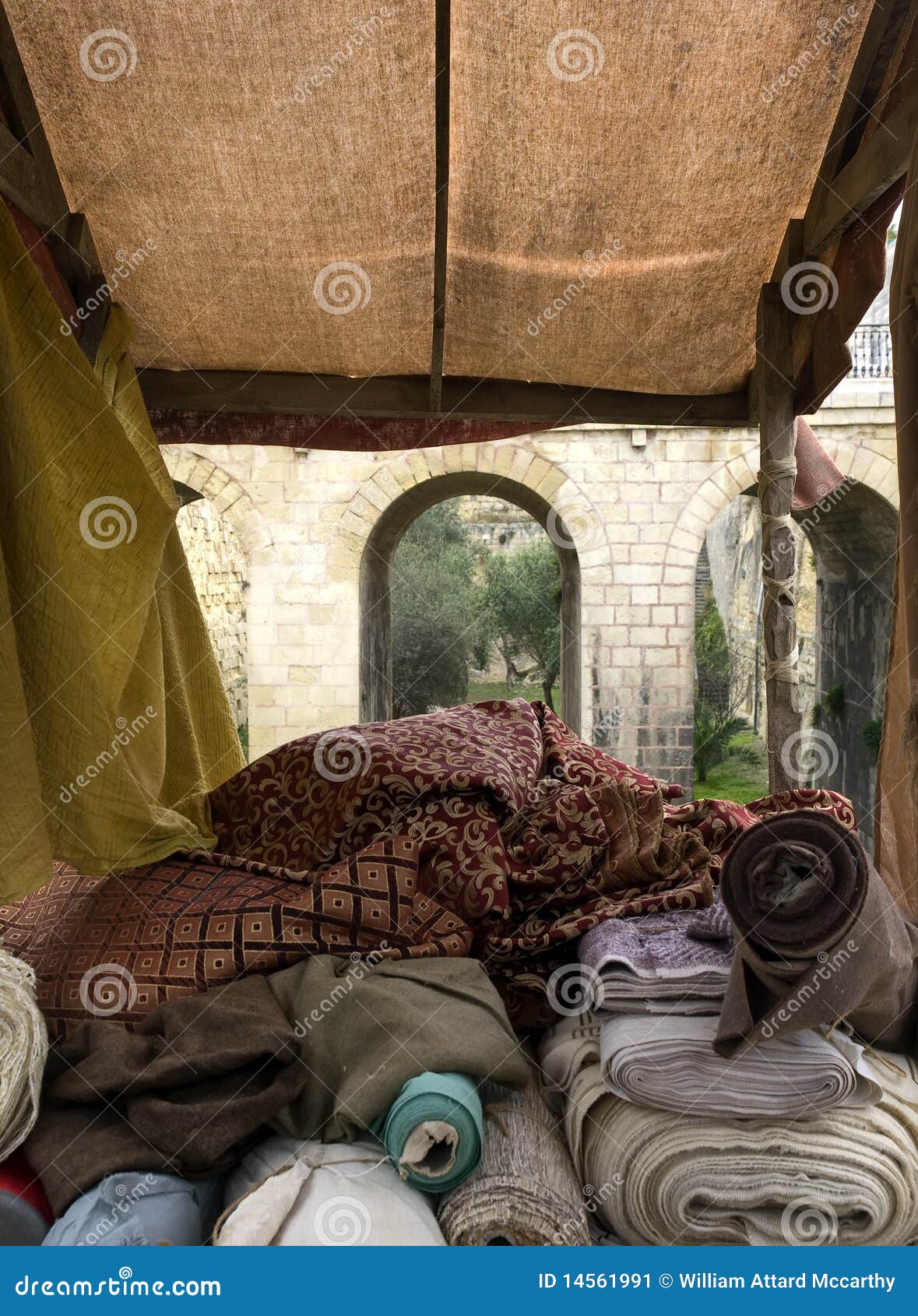 Medieval Textile Stall stock image. Image of carpet, market - 14561991