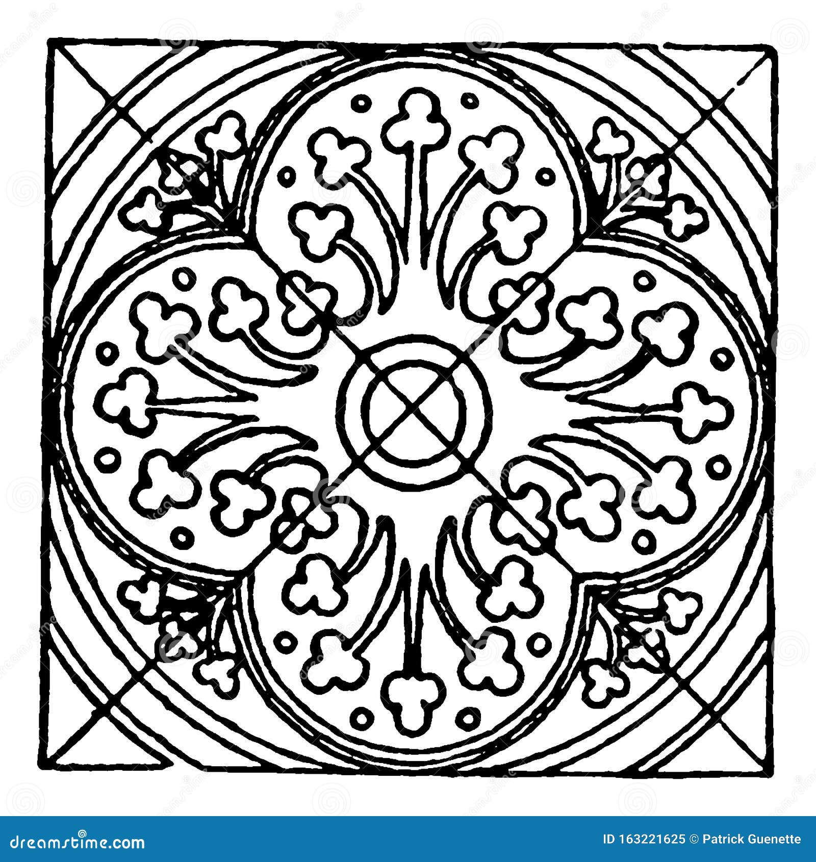 Medieval Tile Pattern Is A Oldest Process, Vintage Engraving Vector ...