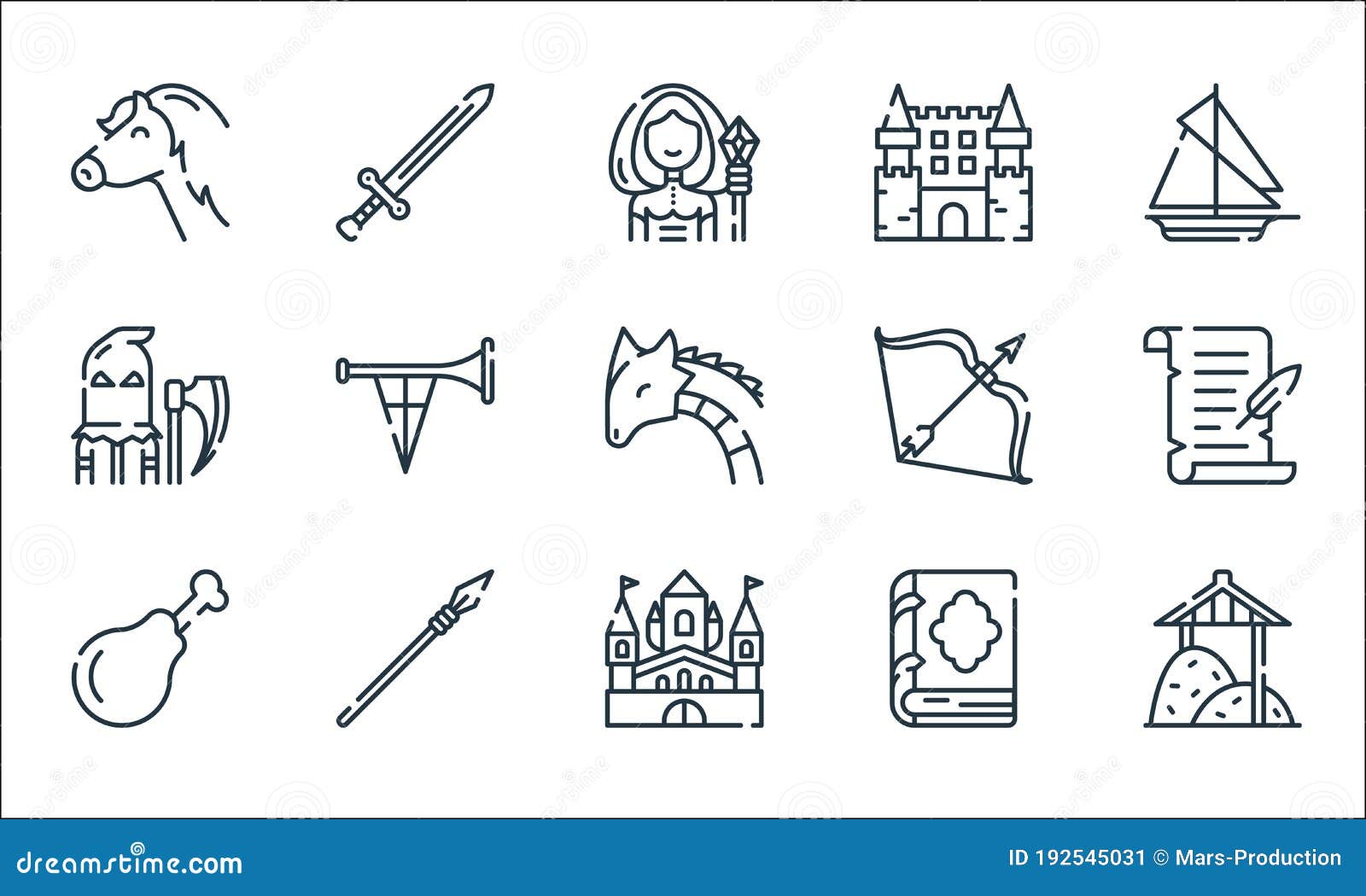 Medieval Times Line Icons. Linear Set Stock Vector - Illustration of ...