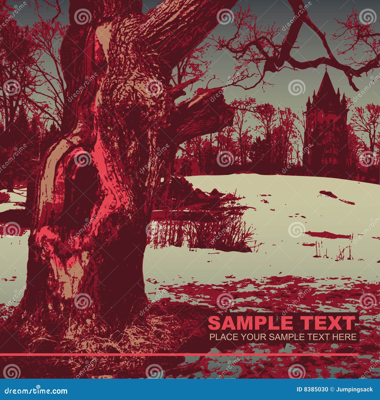 Medieval Tower And Old Tree Stock Vector - Illustration of night, tower ...