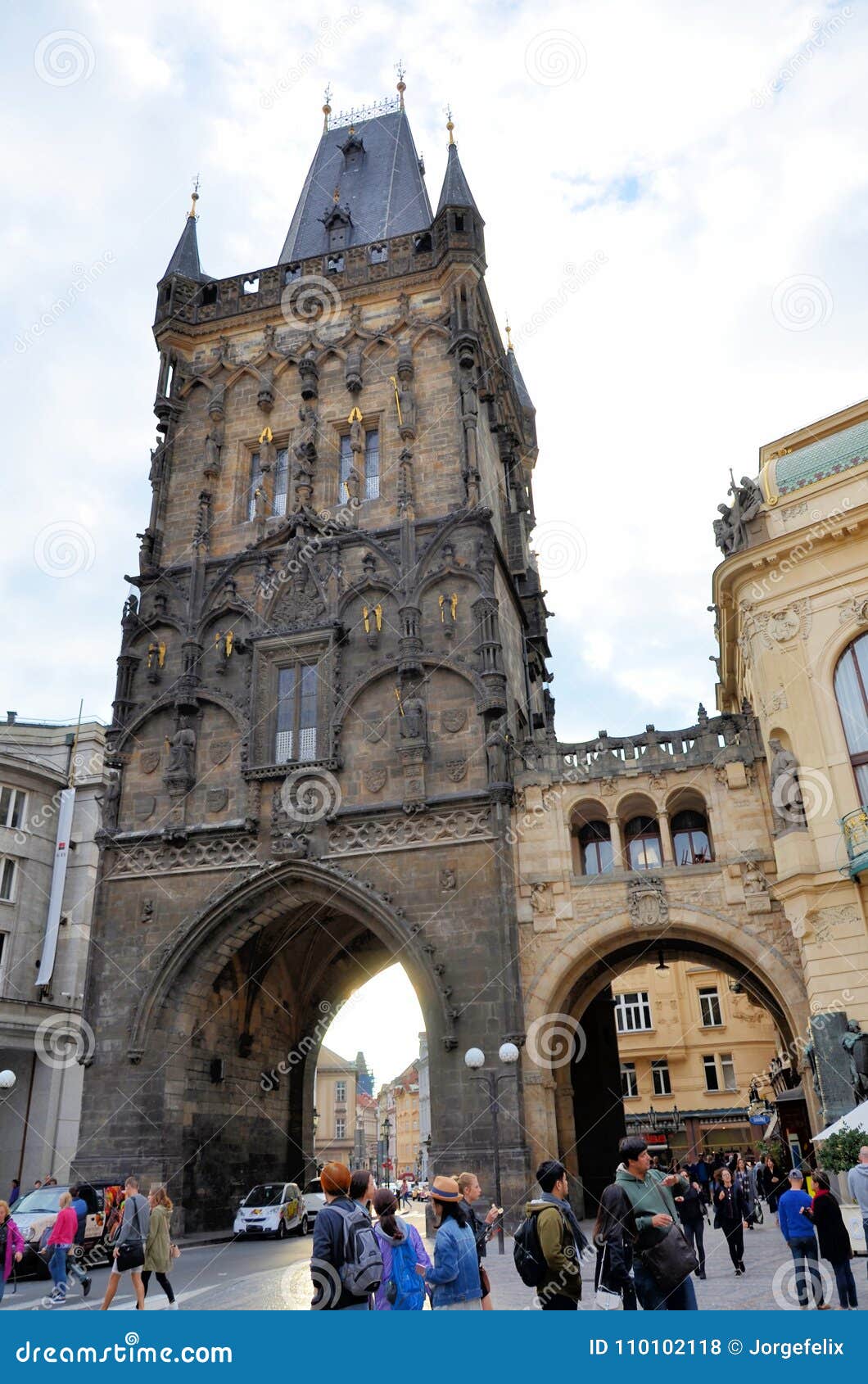 Medieval tower in Prague editorial stock photo. Image of architecture ...