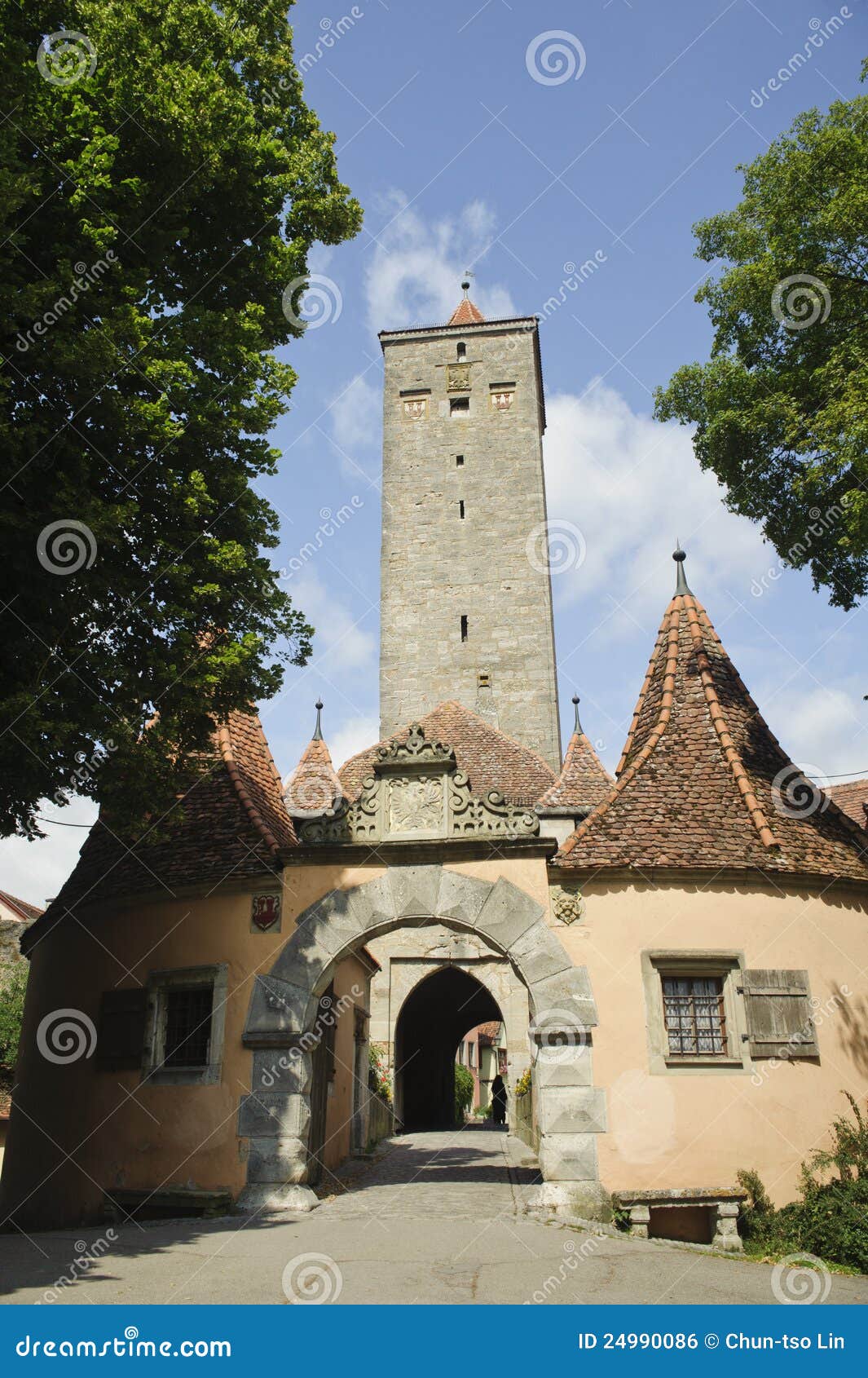Medieval Tower in Rothenburg, Germany. Stock Photo - Image of colorful ...