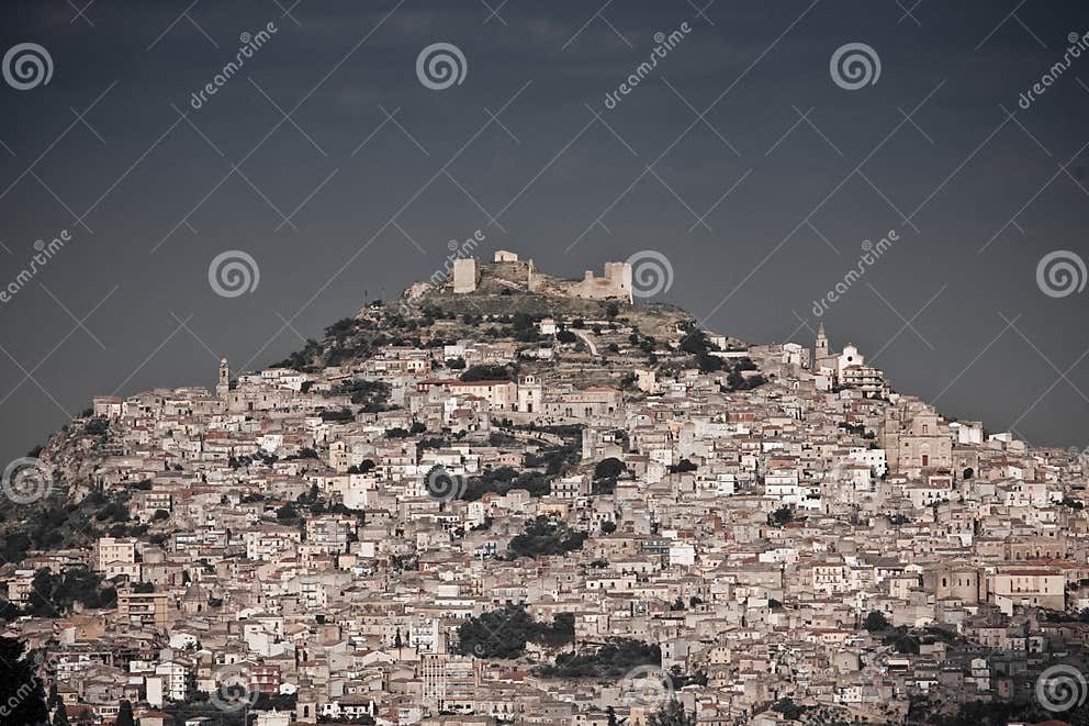 Medieval Town Agira, Sicily Stock Photo - Image of church, landscape ...