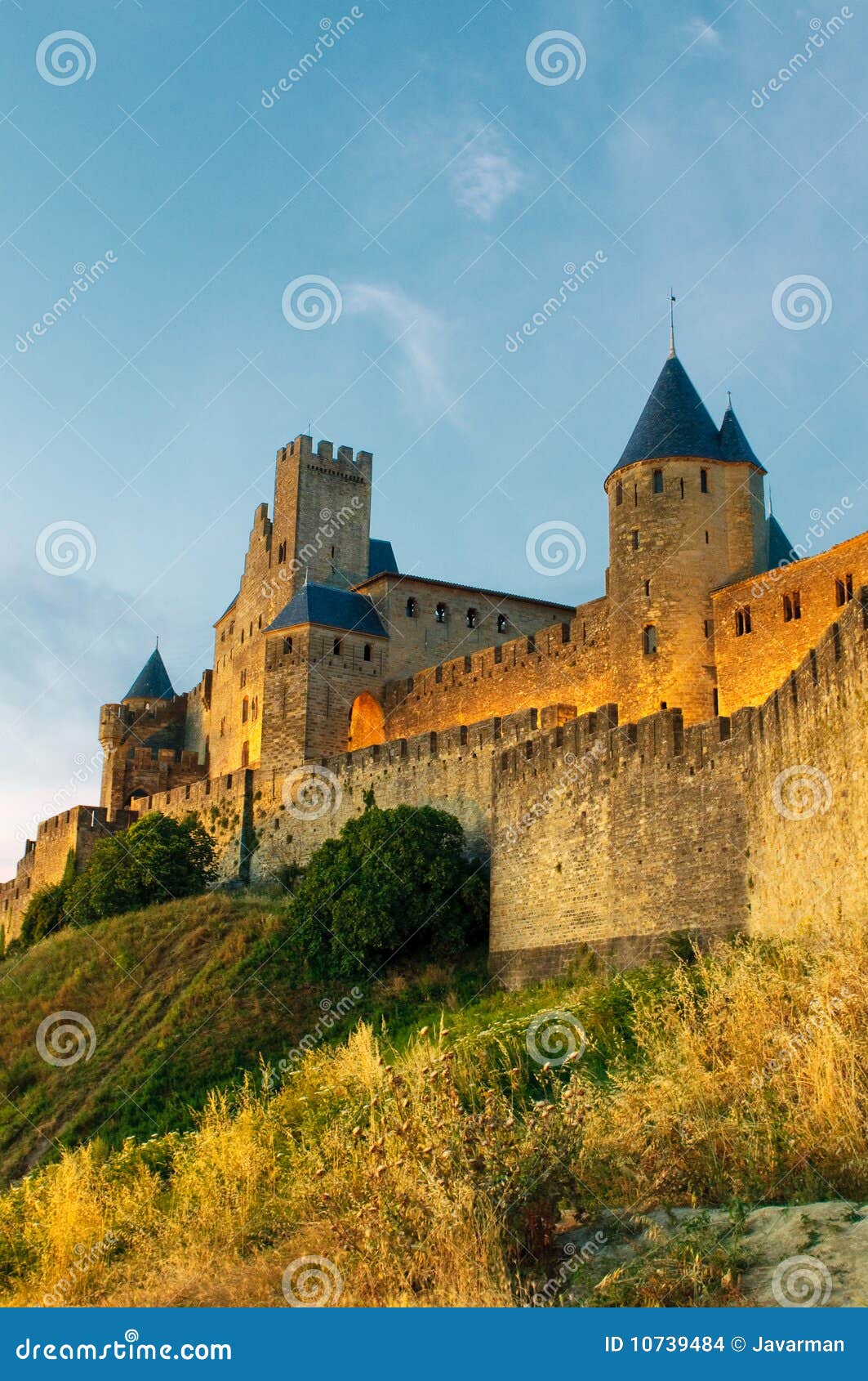 Medieval Town of Carcassonne at Sunset Stock Photo - Image of building ...