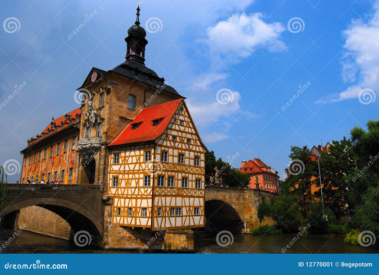 Medieval Town Hall on the Bridge Stock Image - Image of bavaria ...