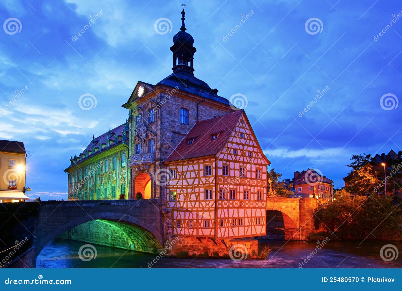 Medieval Town Hall on the Bridge Bamberg Bavaria Stock Photo - Image of ...