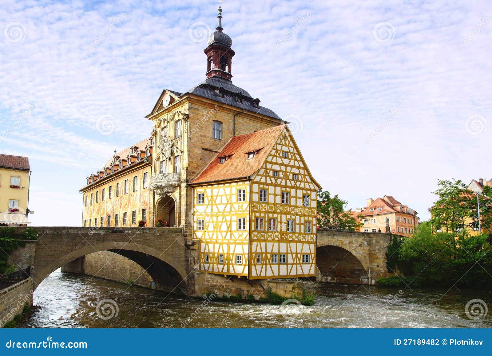 Medieval Town Hall on the Bridge Bamberg Bavaria Stock Photo - Image of ...