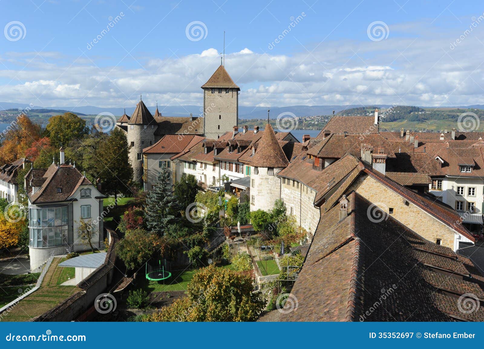 The Medieval Town of Murten Stock Image - Image of fribourg, roofs ...
