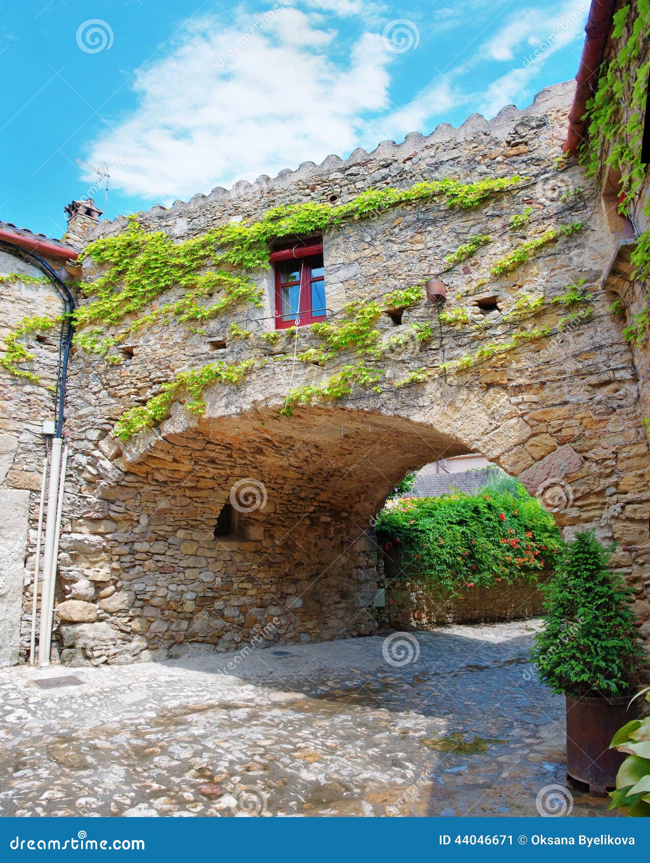 Medieval Town Peratallada , Spain Stock Image - Image of blue ...