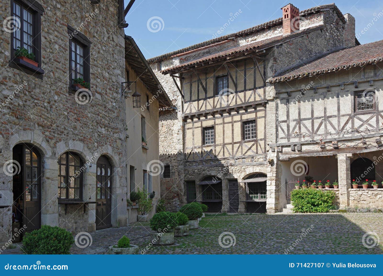 Medieval town of Perouges stock image. Image of restaurant - 71427107