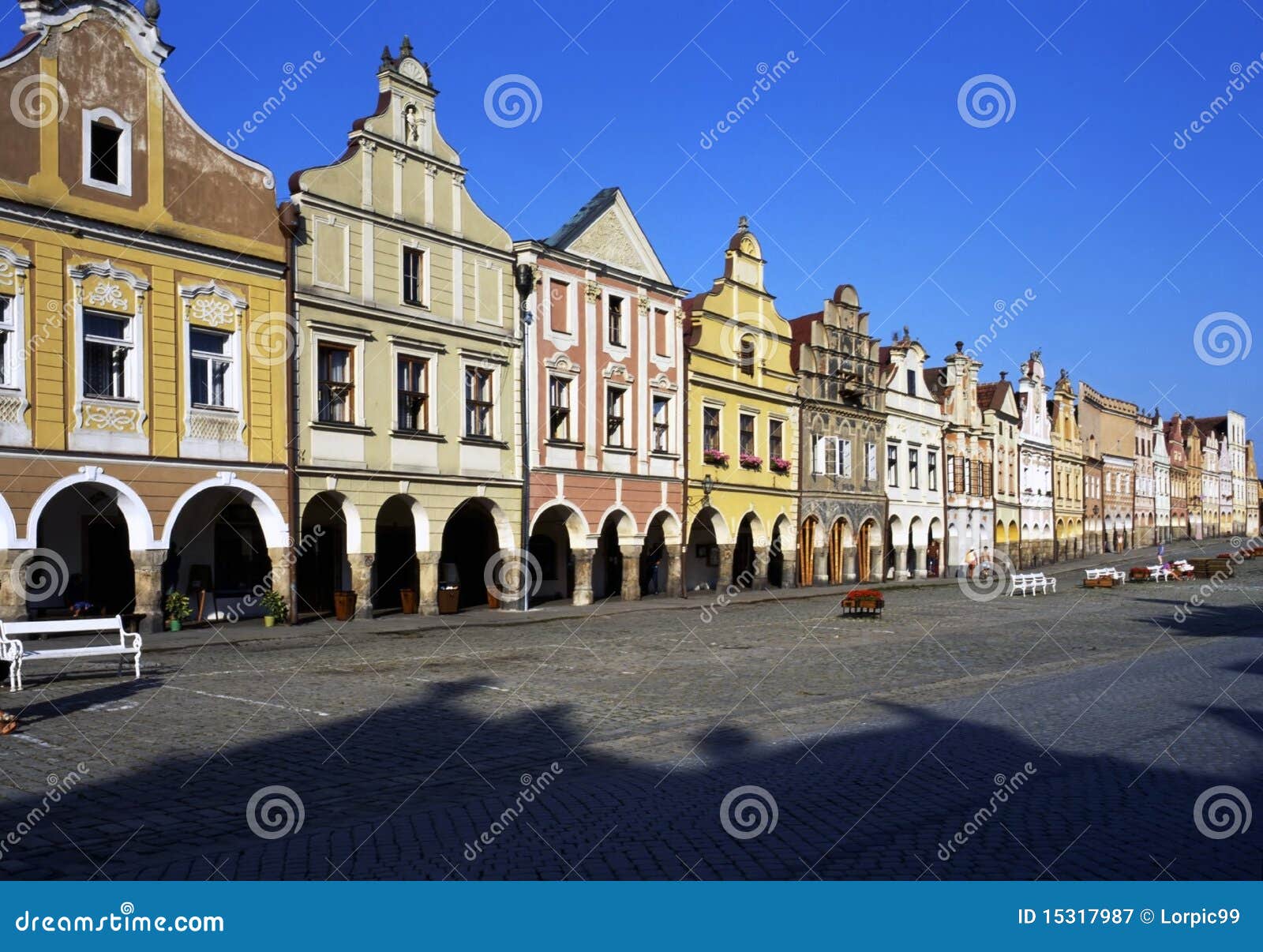 Medieval Town Square stock image. Image of travel, czech - 15317987