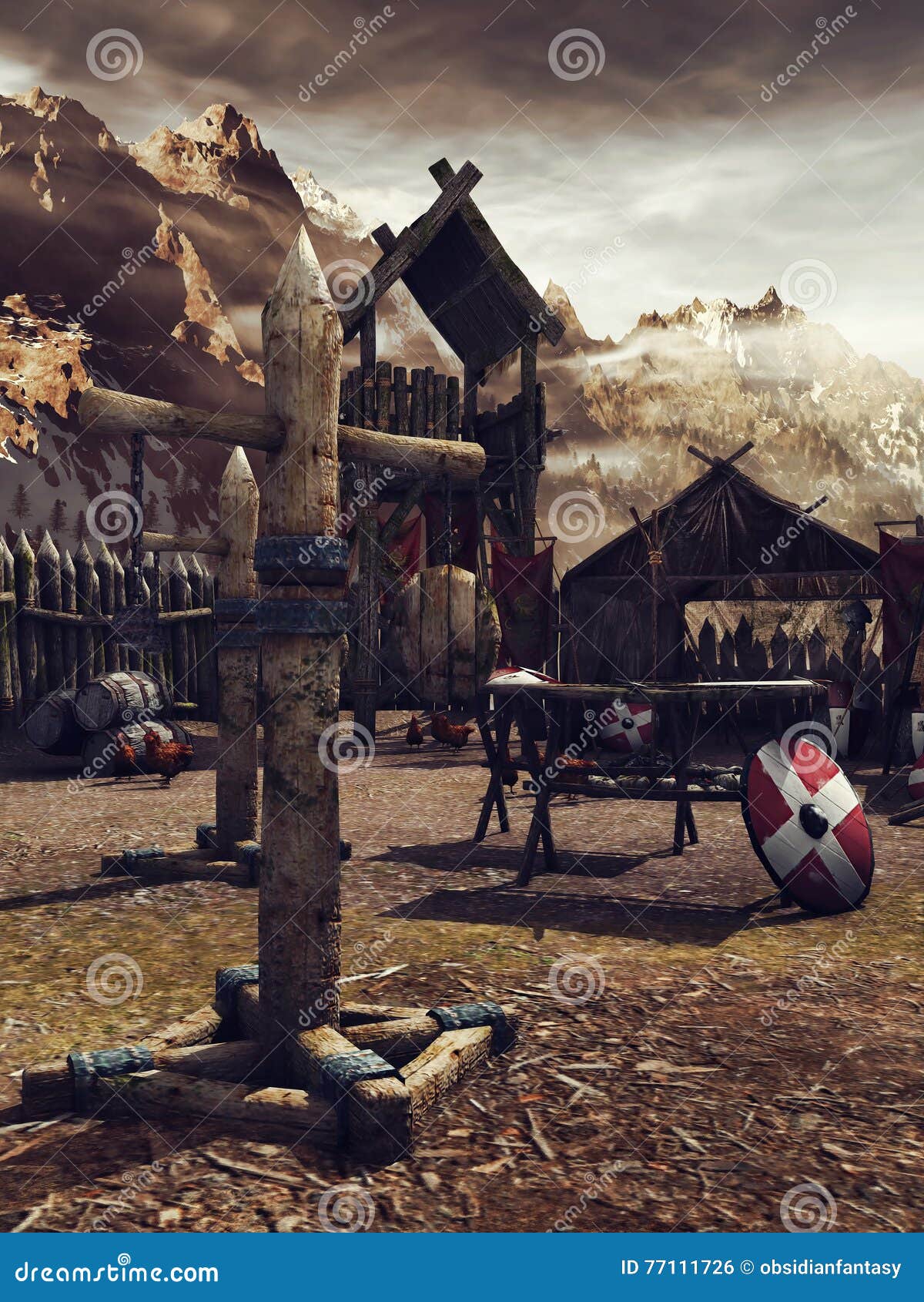 Medieval training camp stock illustration. Illustration of autumn ...