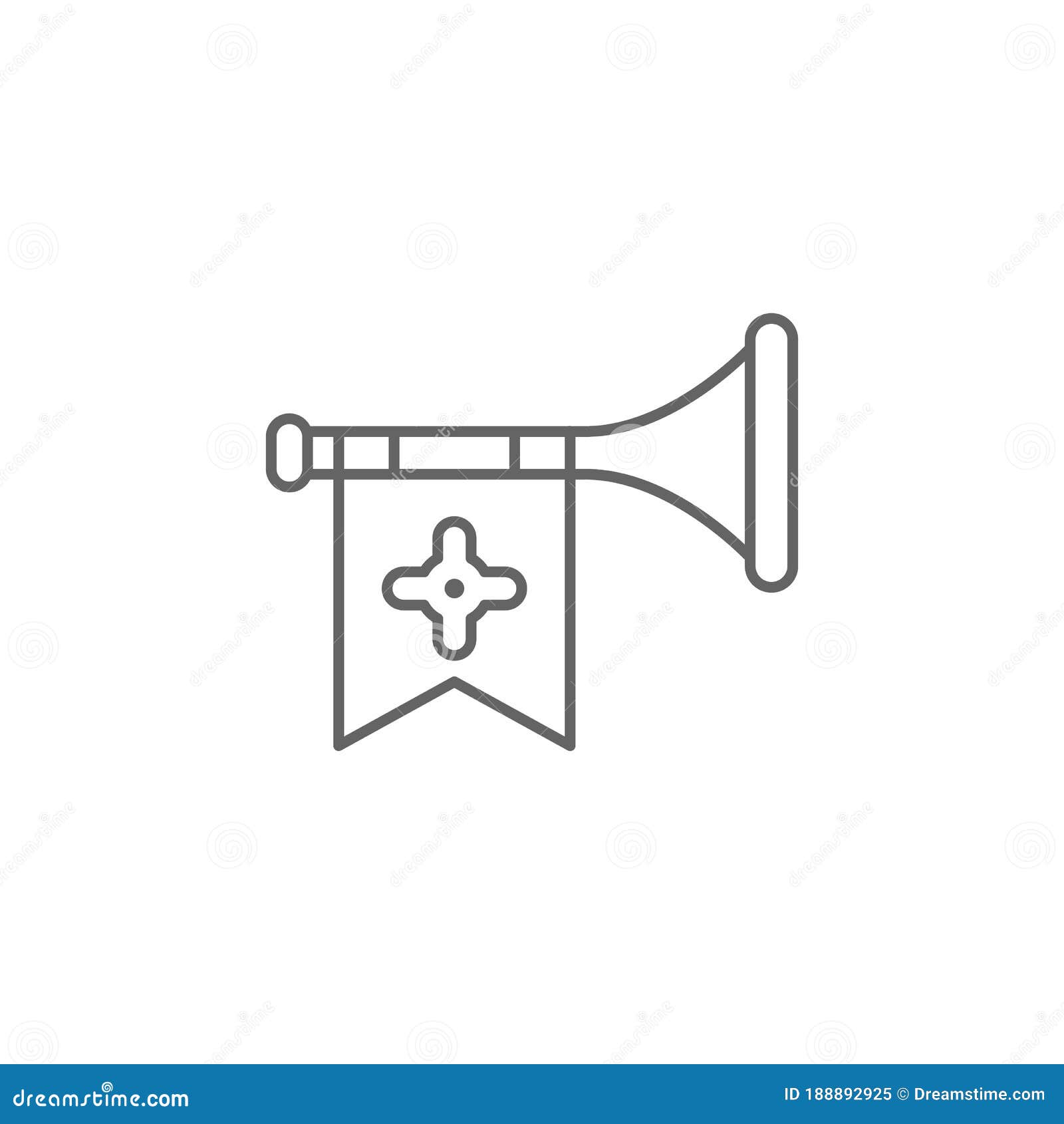 Medieval Trumpet With Flag Icon, Cartoon Style Vector Illustration ...