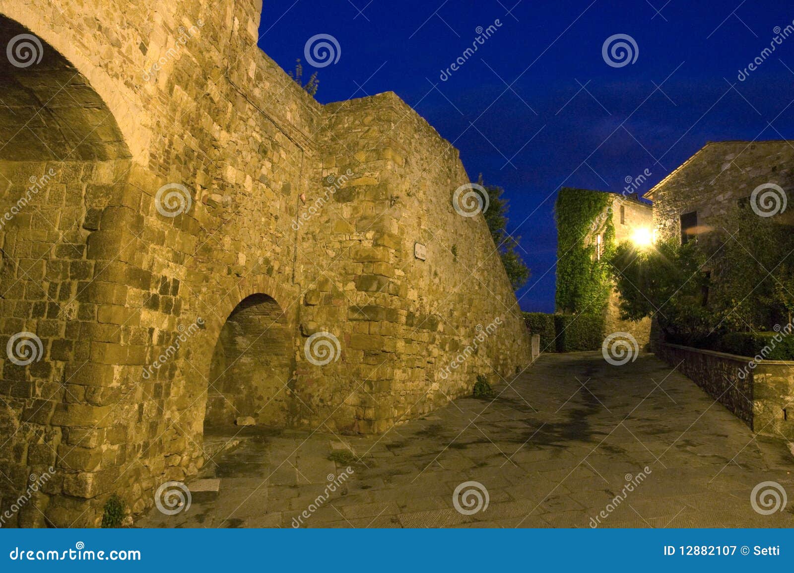 Medieval village at night stock image. Image of tuscan - 12882107
