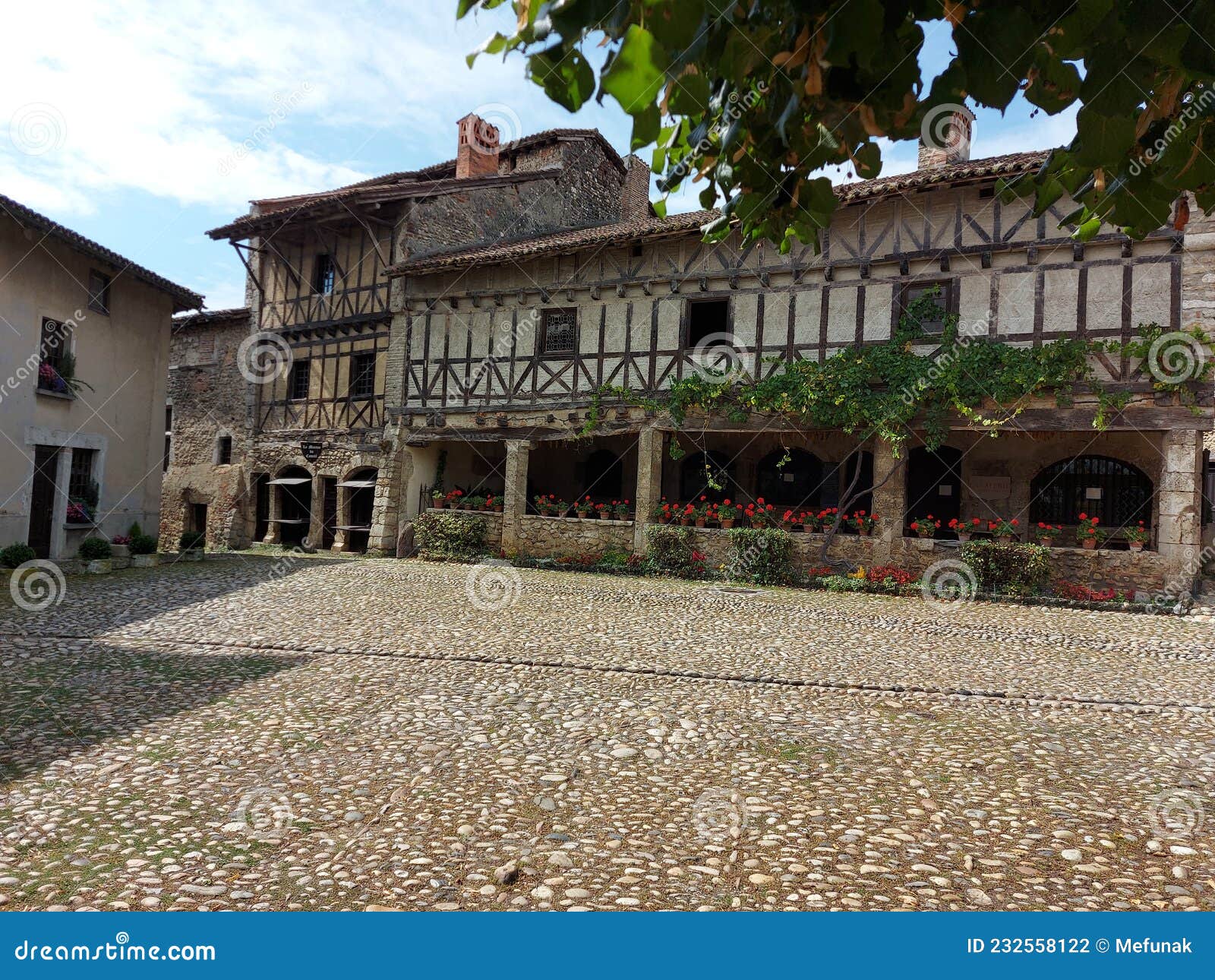Medieval Village Perouges, France . Timber Covered Houses on the Place ...
