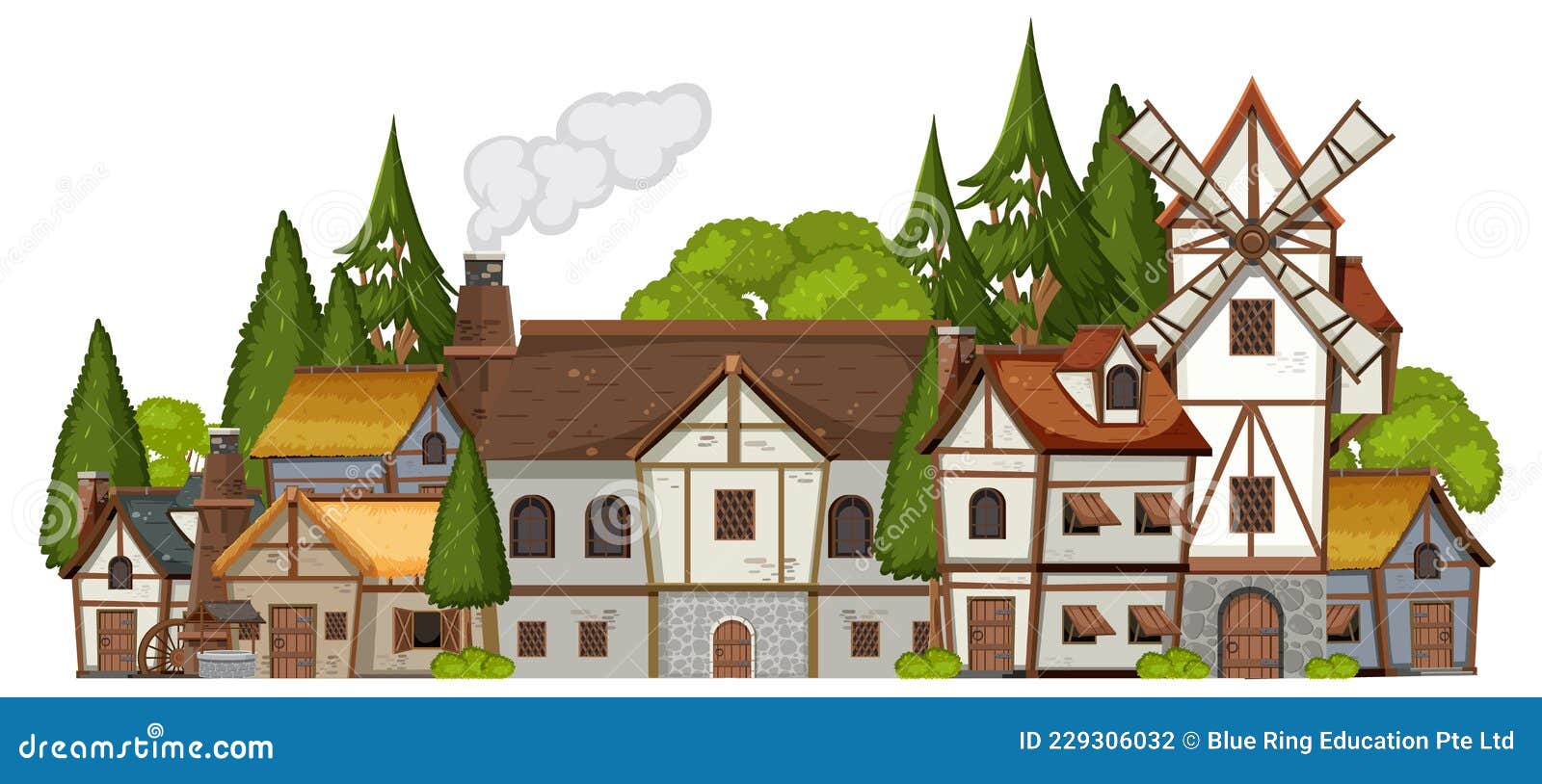 Cartoon Medieval Village