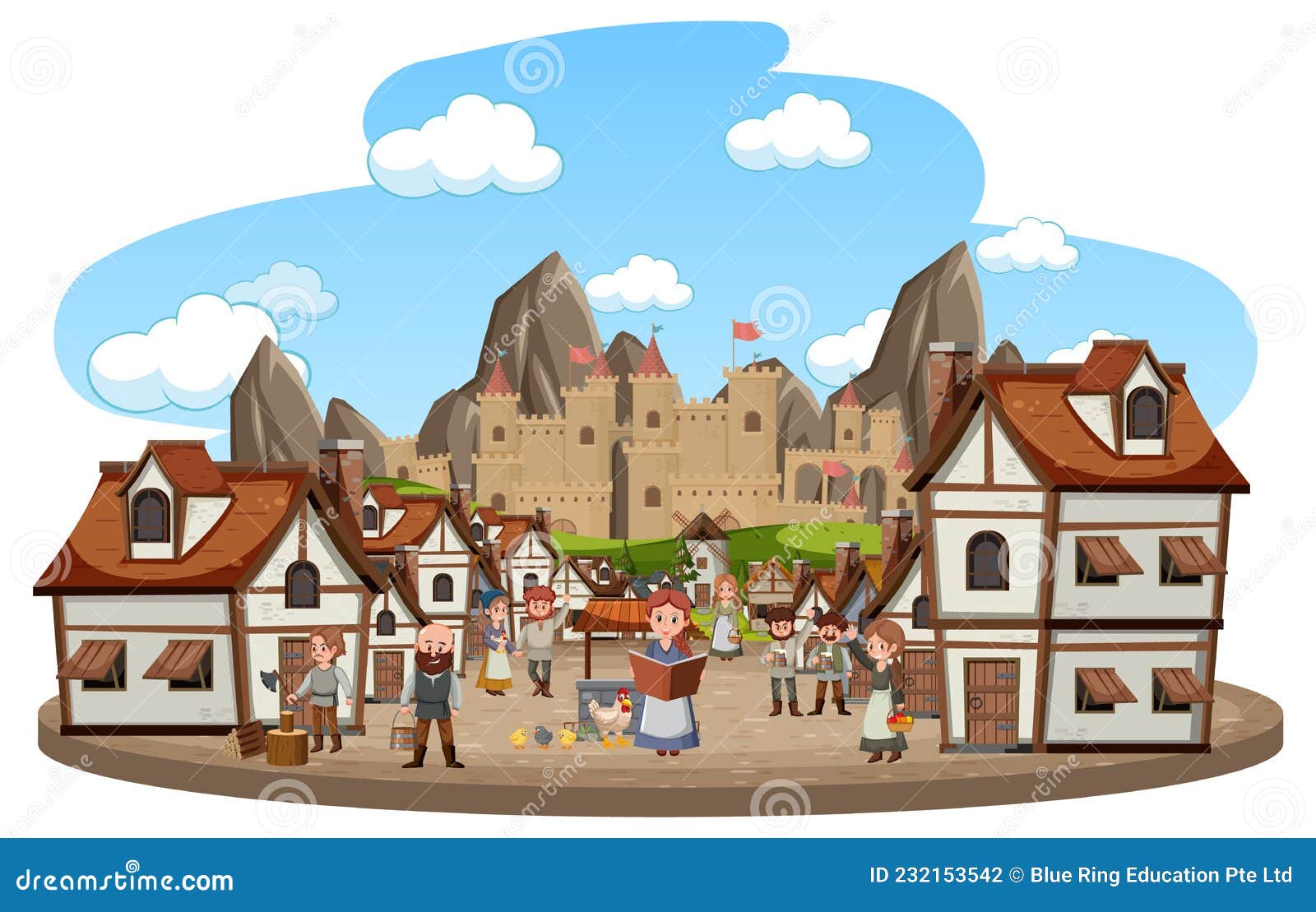 Cartoon Medieval Village