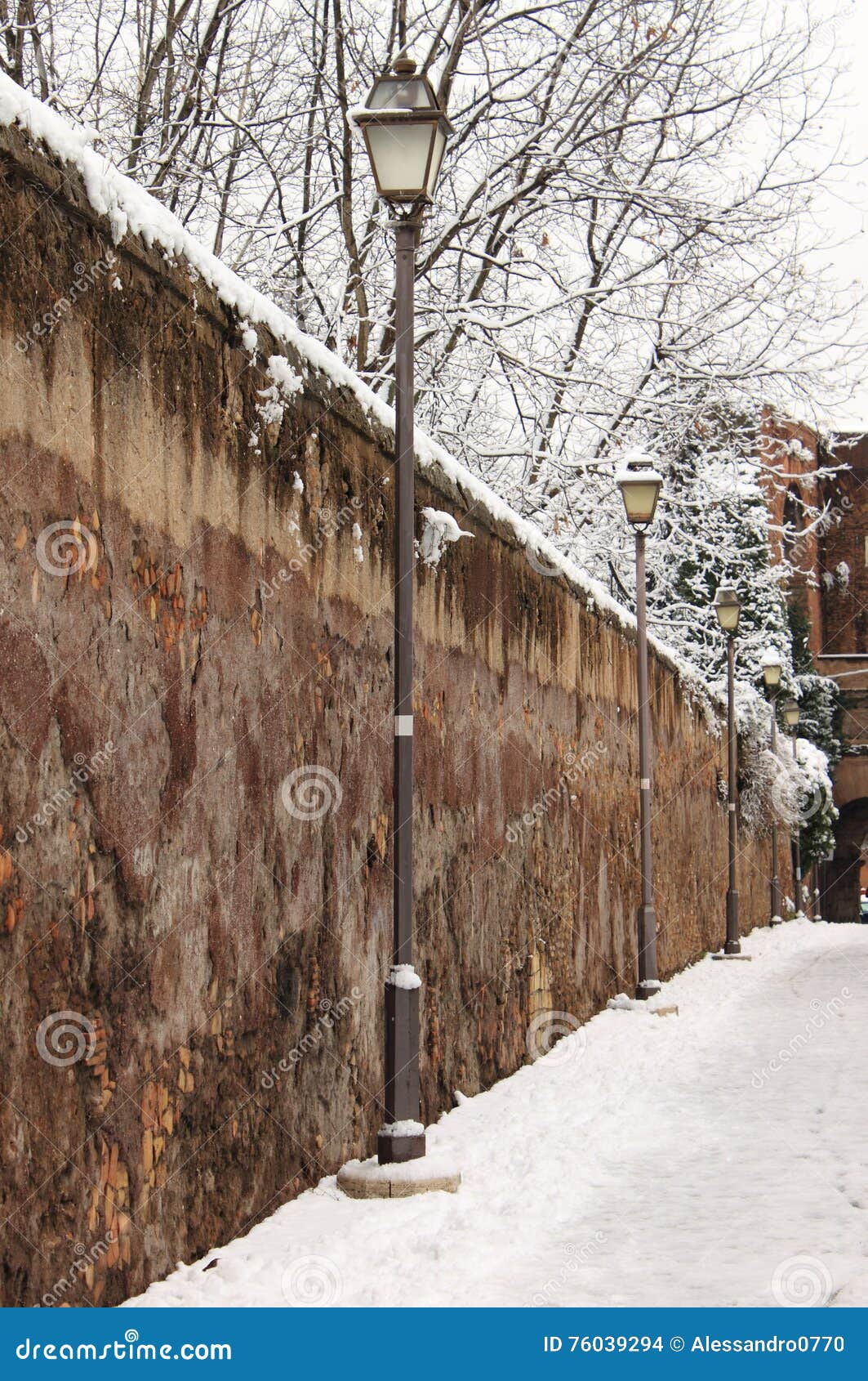 Medieval Walkway in Wintertime Stock Photo - Image of historical ...