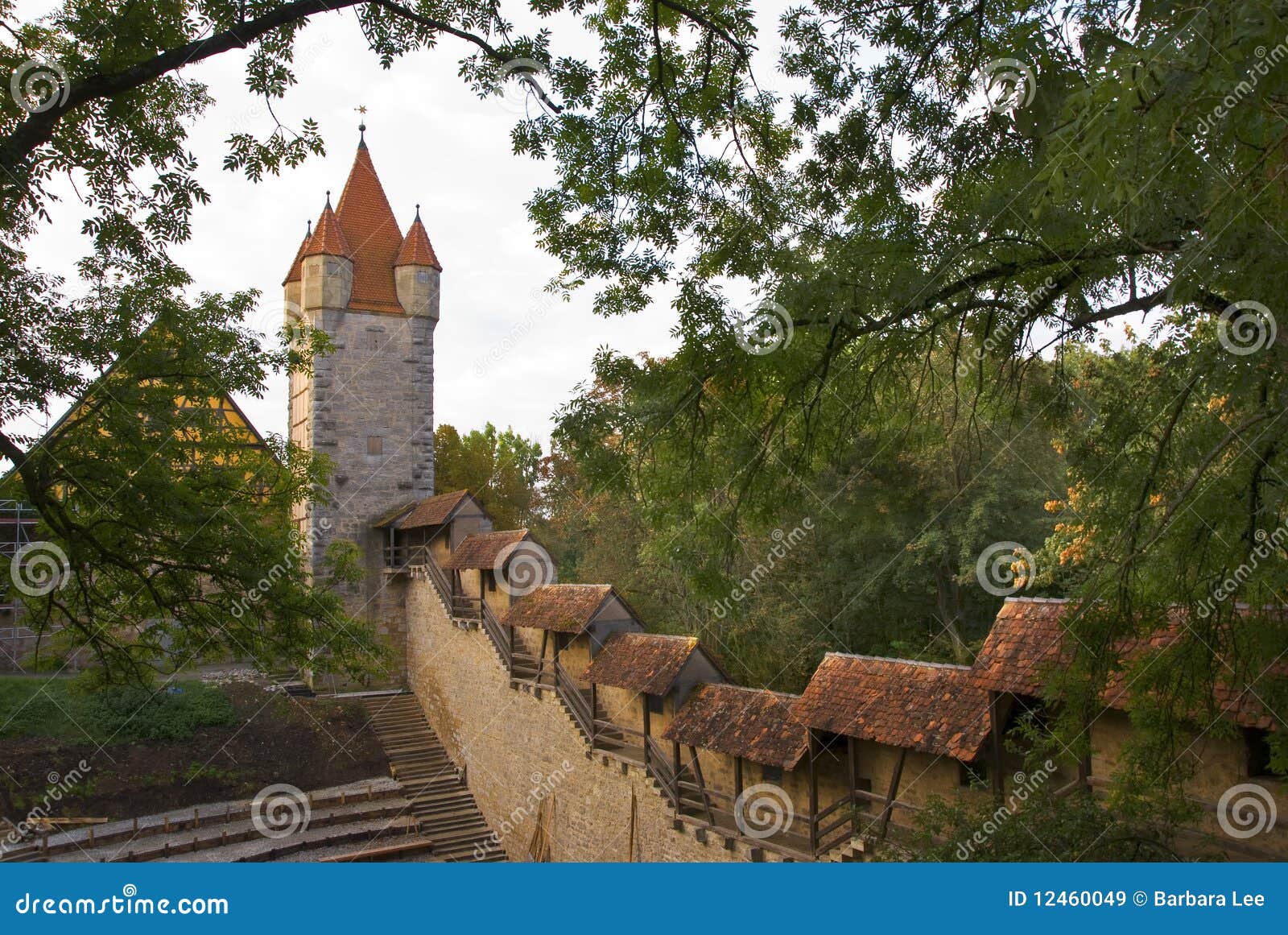 Medieval Wall and Tower Rothenburg Germany Stock Image - Image of ...