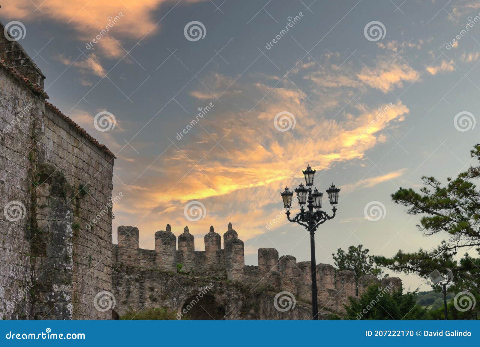 Medieval Walls with Colorful Sky Background Stock Photo - Image of ...