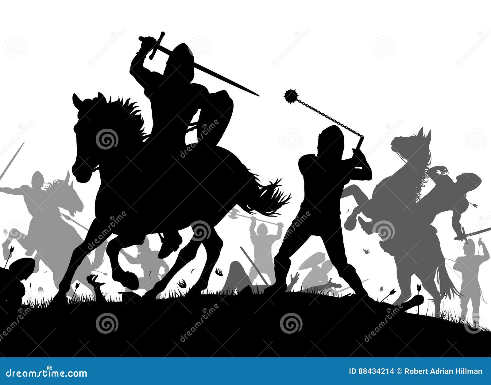 Medieval Cavalry Battle Axe Giving Chase Horseback Royalty-Free Stock ...