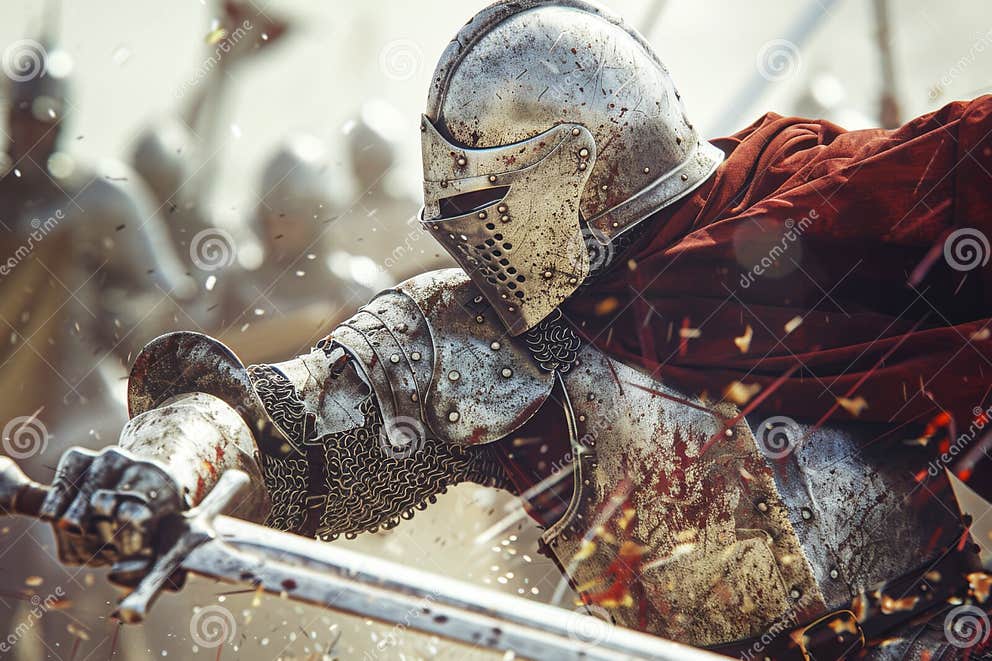 Medieval Warrior Fighting stock illustration. Illustration of templar - 309464077