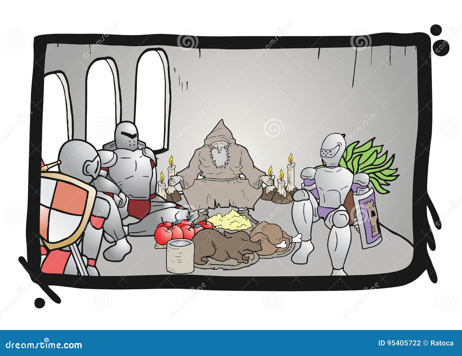 Medieval Warriors Fighting Flat Vector Illustration. Swordsmen Wearing ...