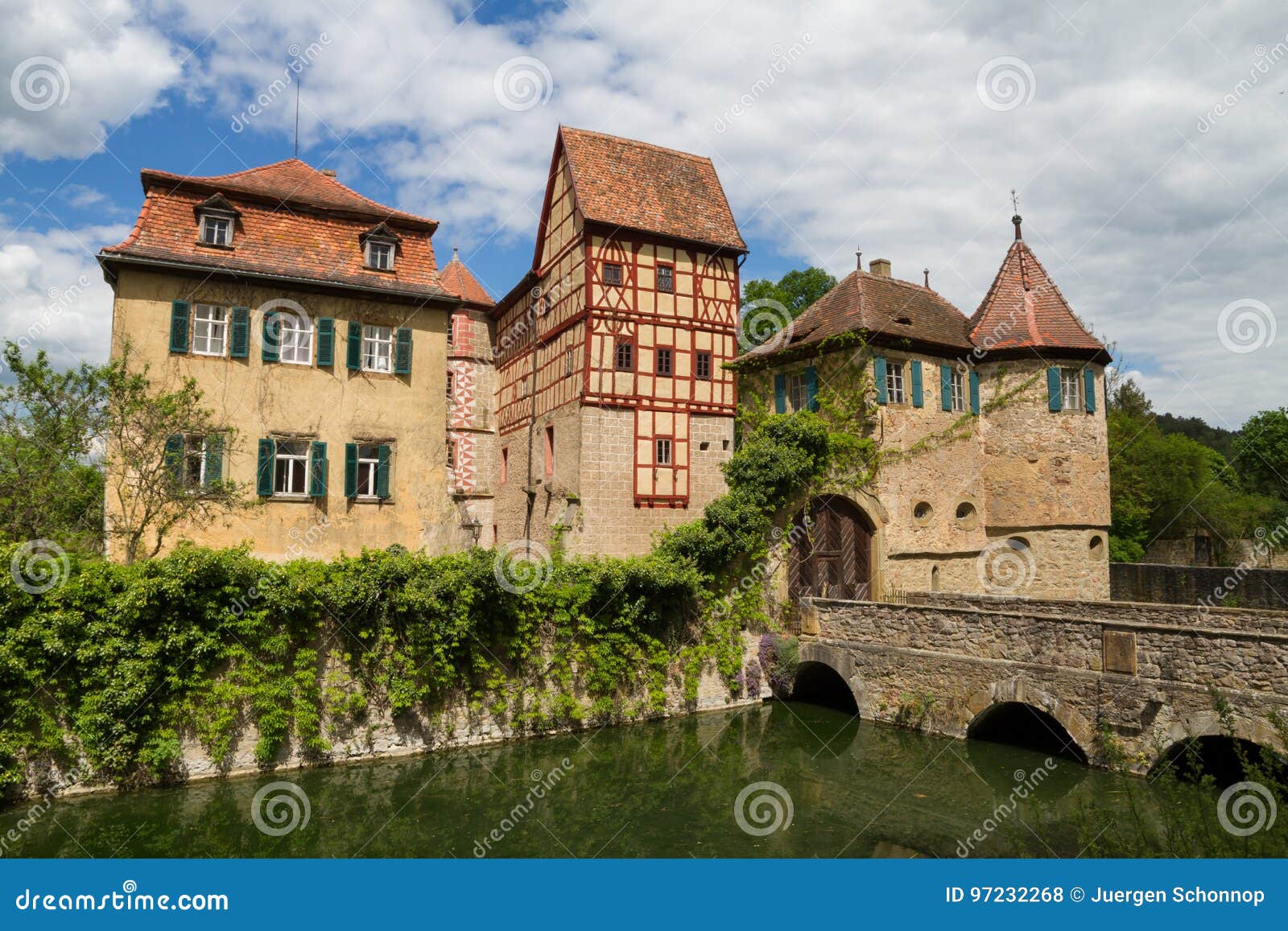 Medieval Water Castle of Unsleben Stock Photo - Image of thuringia ...