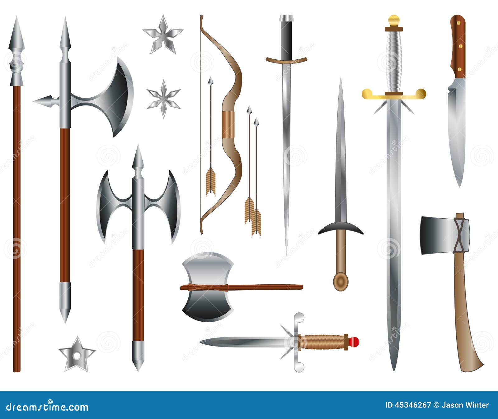 Medieval Weapons stock vector. Illustration of arrow - 45346267