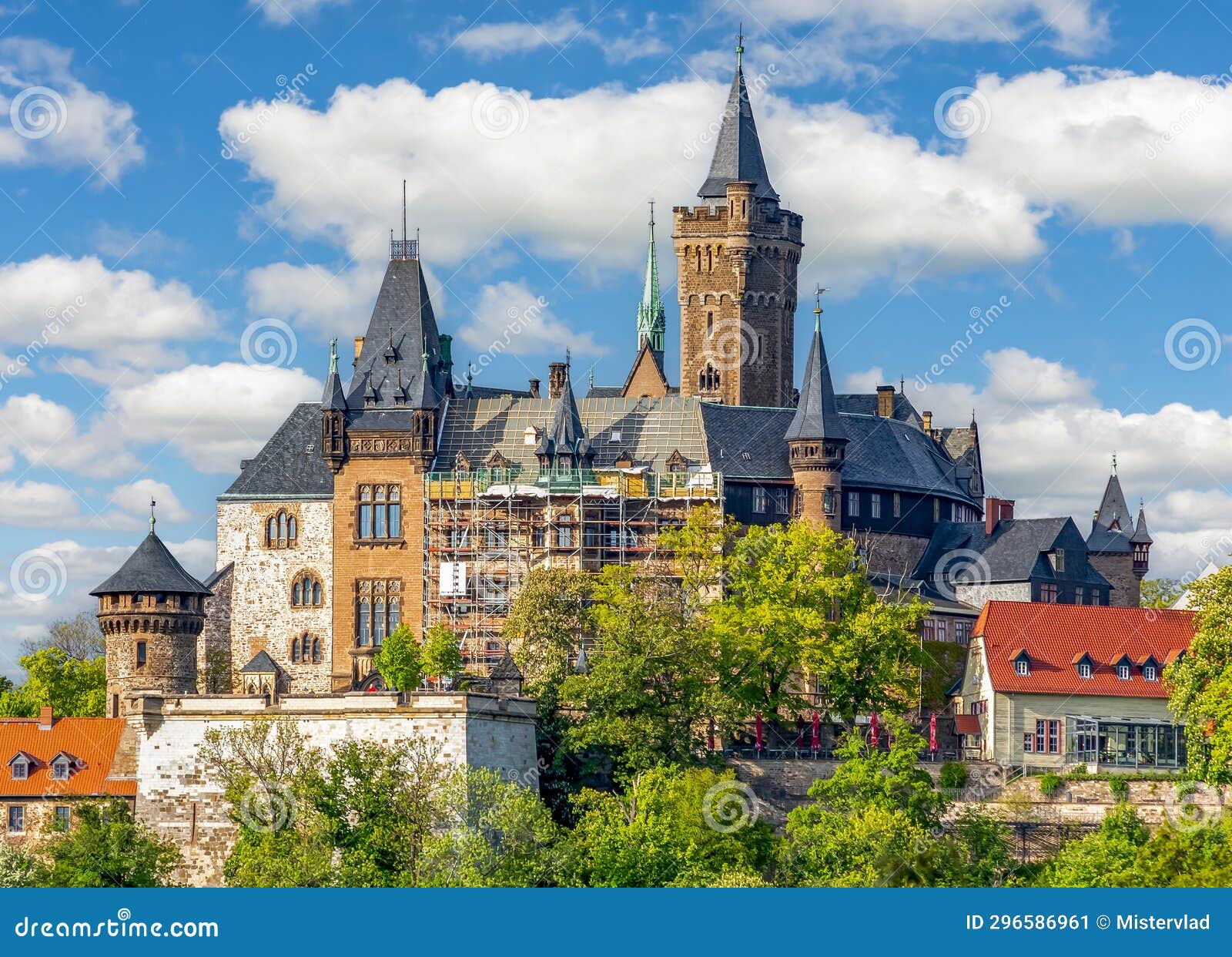 Medieval Wernigerode Castle Over Old Town, Germany Stock Image - Image ...