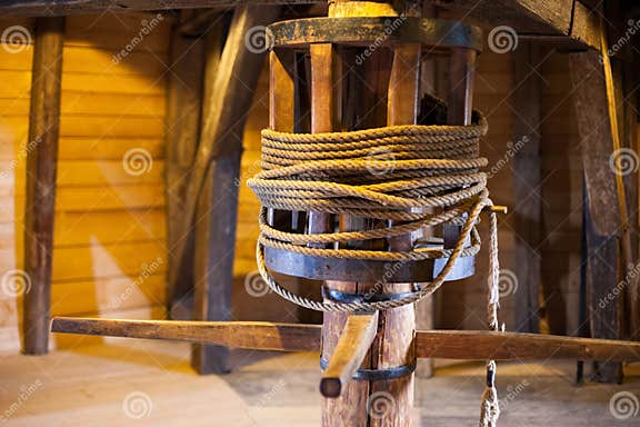 Medieval winch stock photo. Image of work, pull, mechanical - 64973302