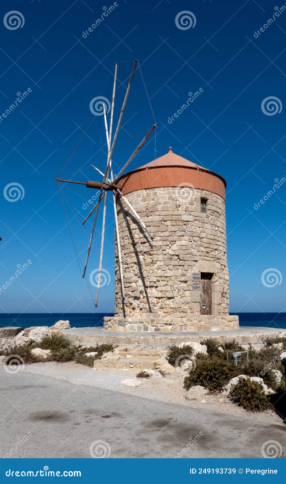 Medieval windmill, Rhodes stock image. Image of history - 249193739