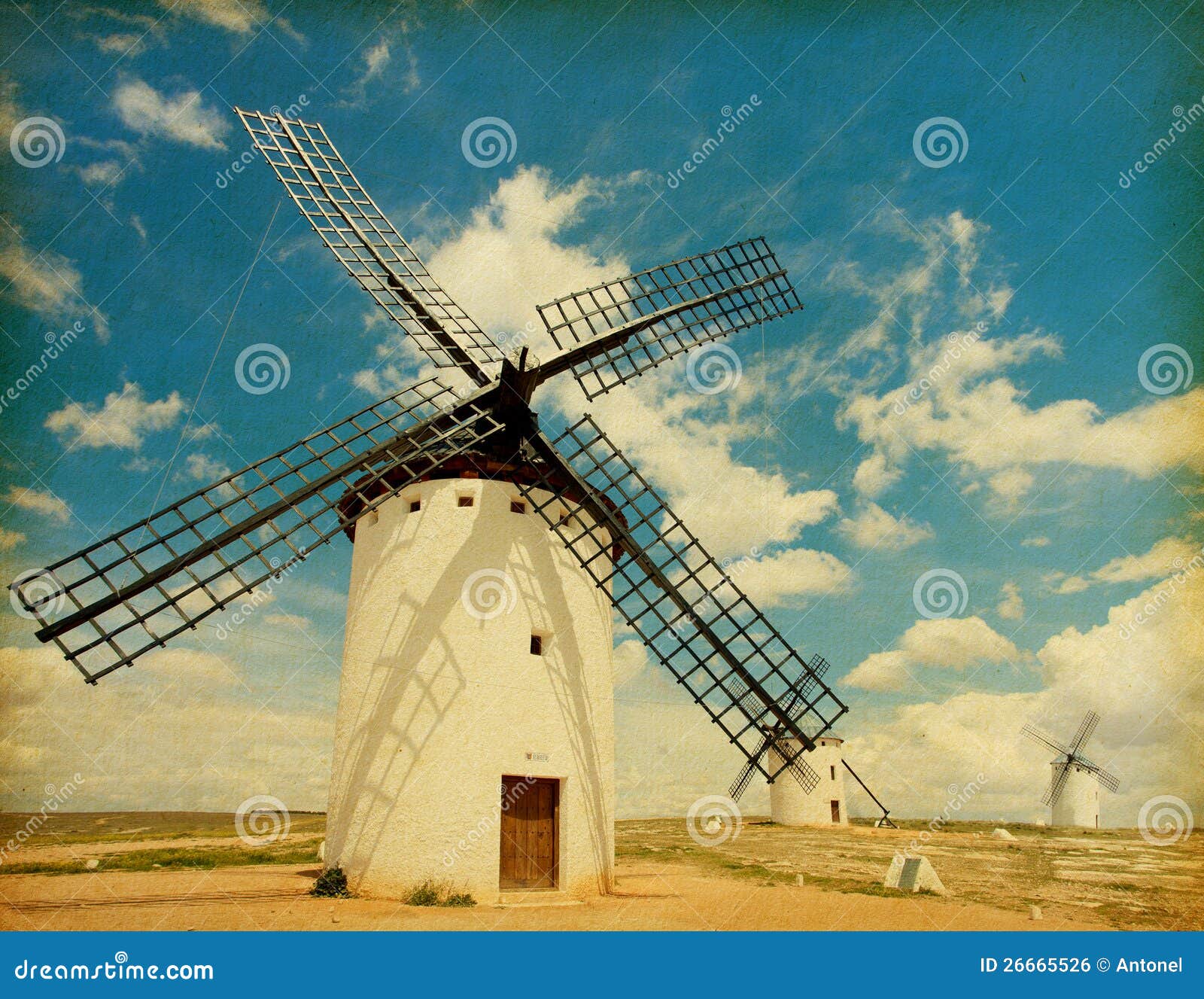 Medieval Windmills. stock photo. Image of castilla, panoramic - 26665526