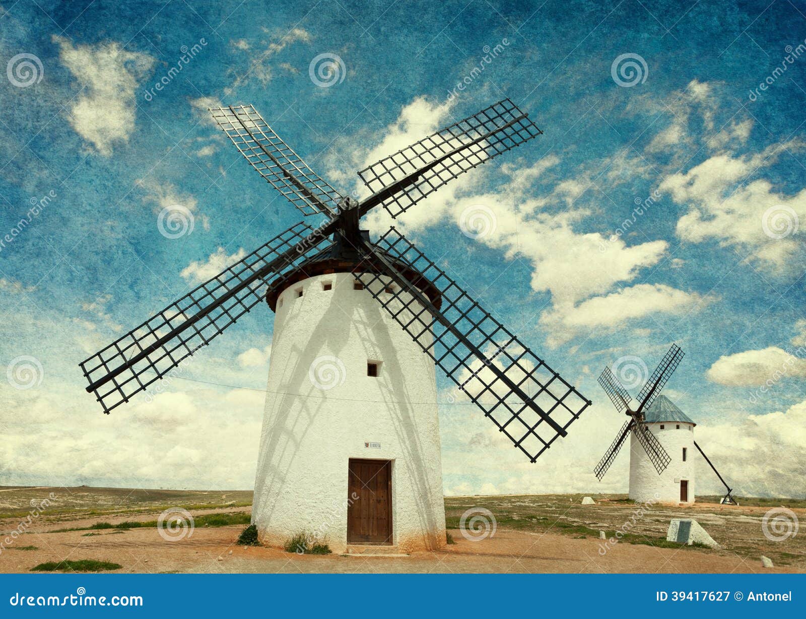 Medieval Windmills. stock image. Image of grunge, arranging - 39417627