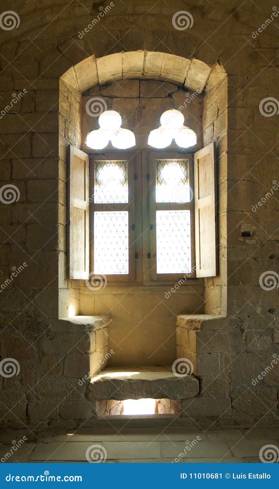 Medieval window stock image. Image of contrast, bench - 11010681