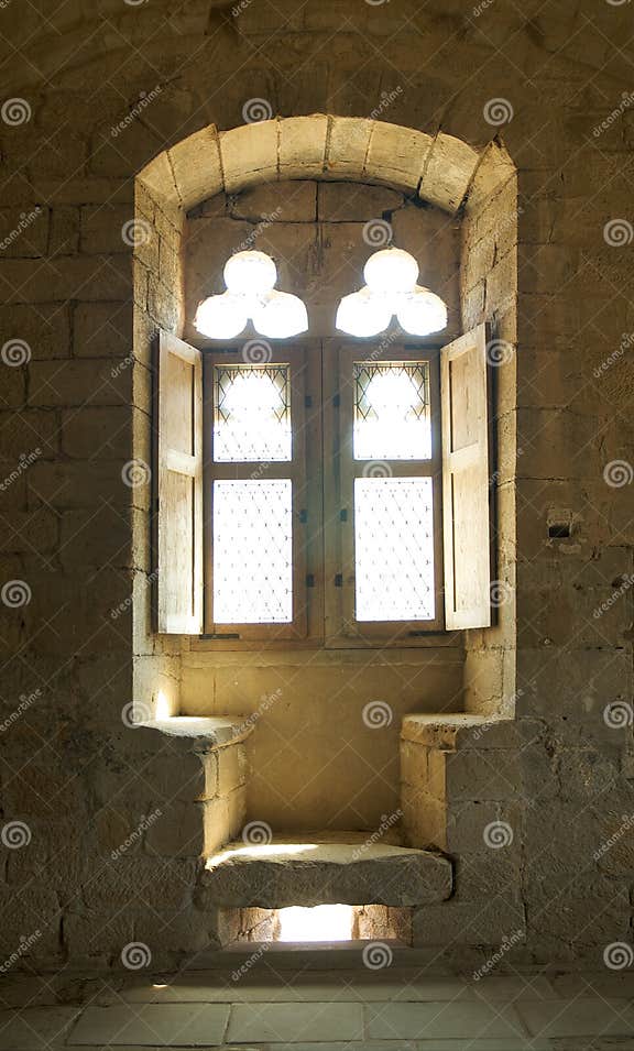 Medieval window stock image. Image of contrast, bench - 11010681