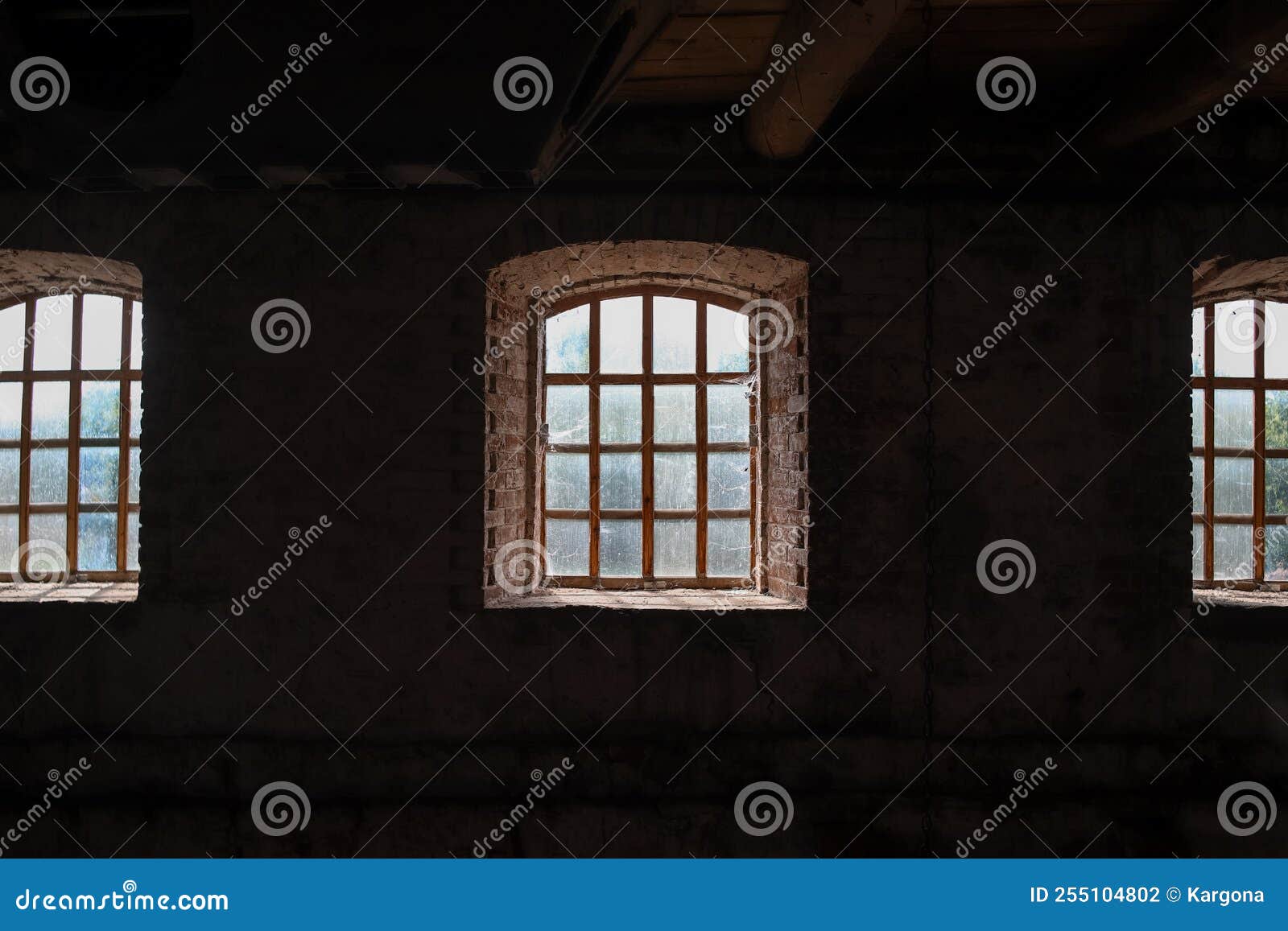 Medieval Windows in Old Building As an Dark Architectural Background ...