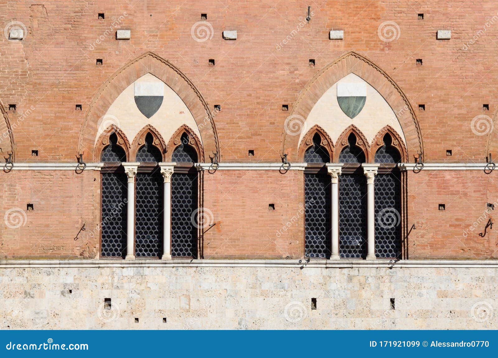 Medieval Windows in the Siena Town Hall Stock Image - Image of siena ...