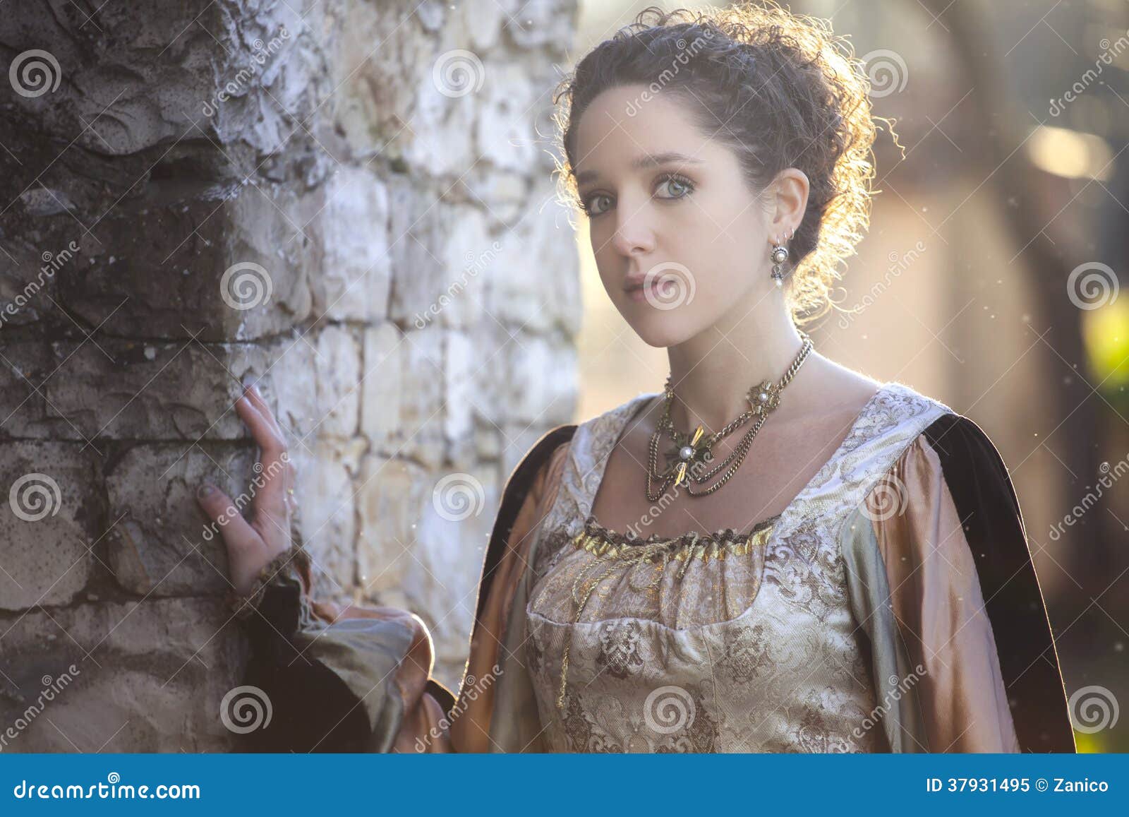 Medieval Woman With The Finger On The Lips Holding A Lamp Royalty-Free ...
