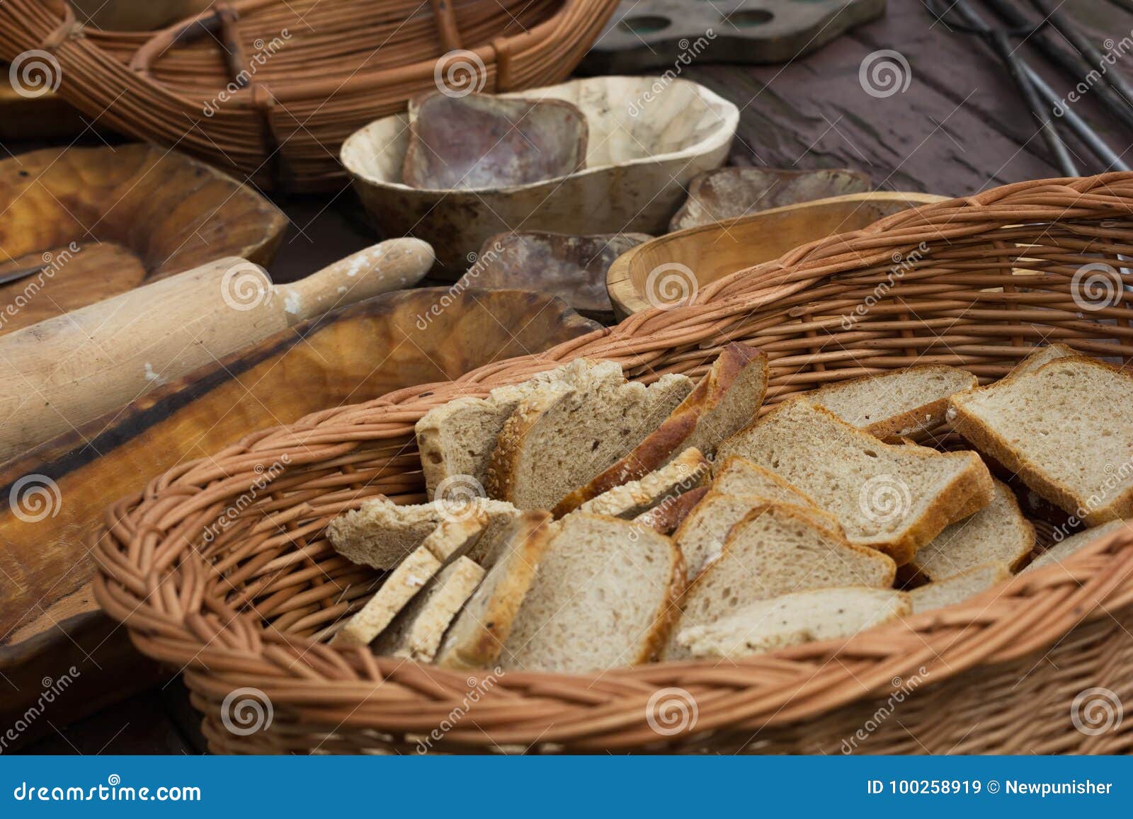 The medieval wooden bowls stock image. Image of outdoor - 100258919