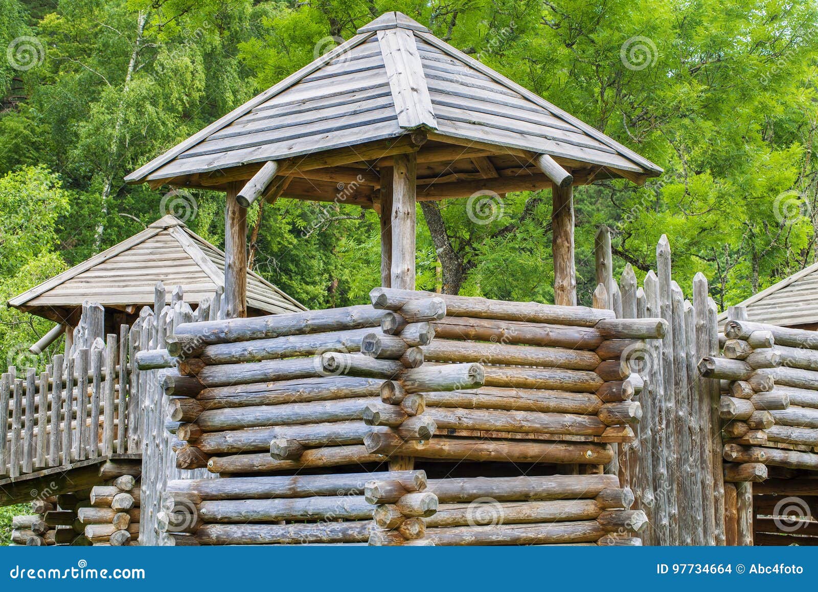 Medieval Wooden Castle, Fortification Stock Photo - Image of ages ...
