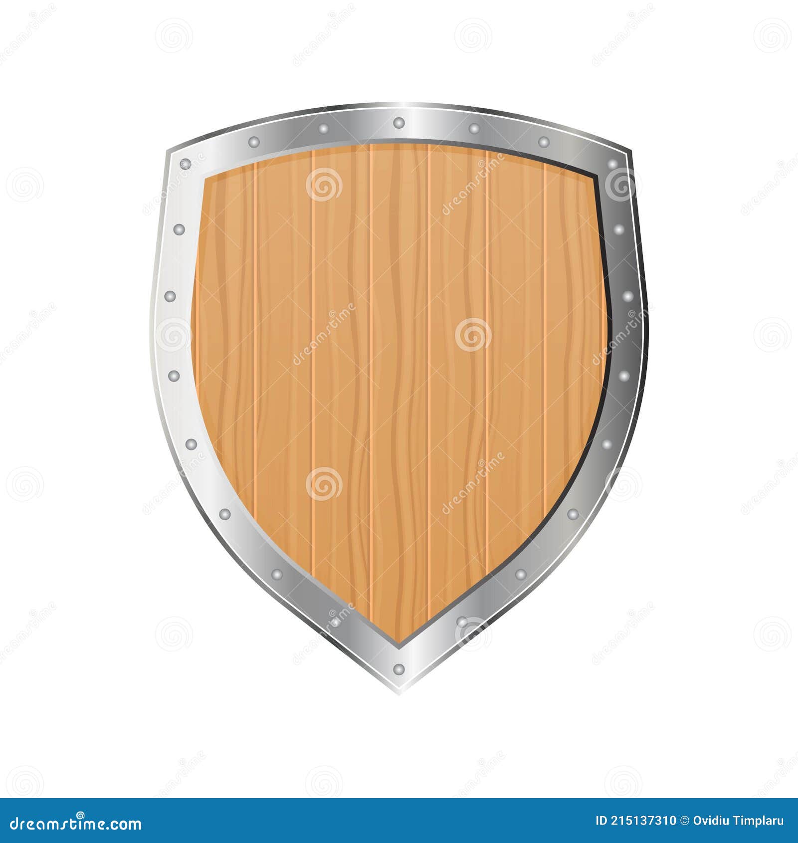 Medieval Wooden Shield Vector Illustration Isolated on White Background ...