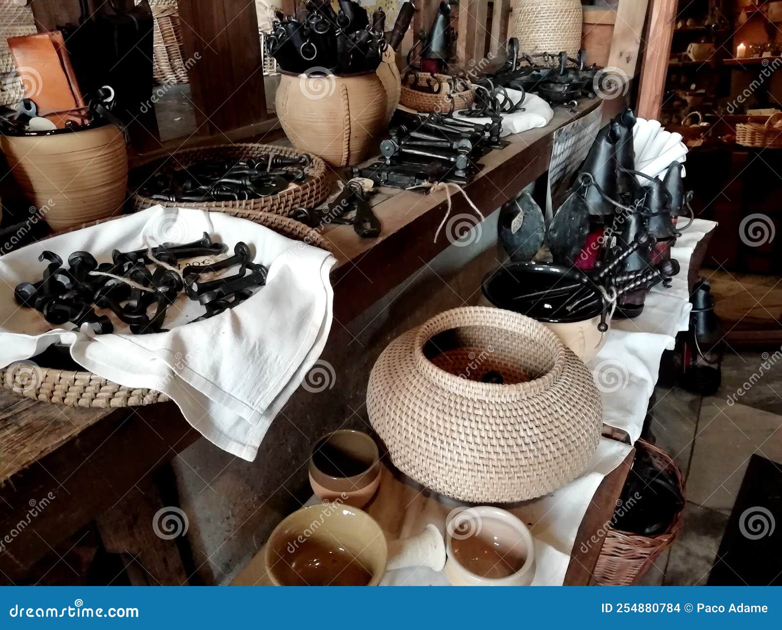 Medieval Workshop and Restaurant, Medieval Items Collection Stock Photo ...